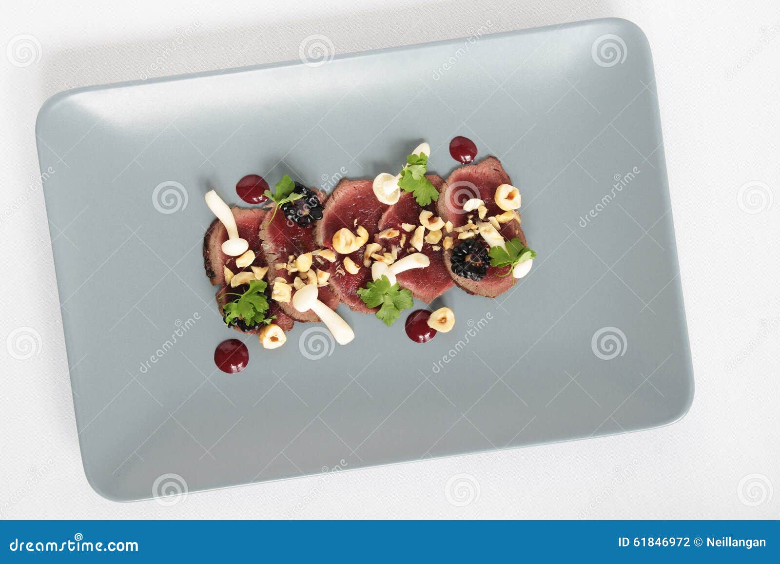 Beef Carpaccio Plated Starter Stock Photo - Image of protein, time ...