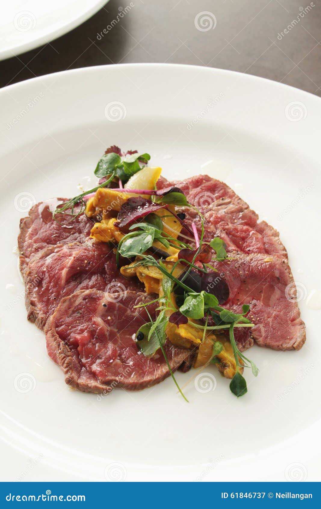 Beef Carpaccio Plated Starter Stock Image - Image of preparation, meal ...