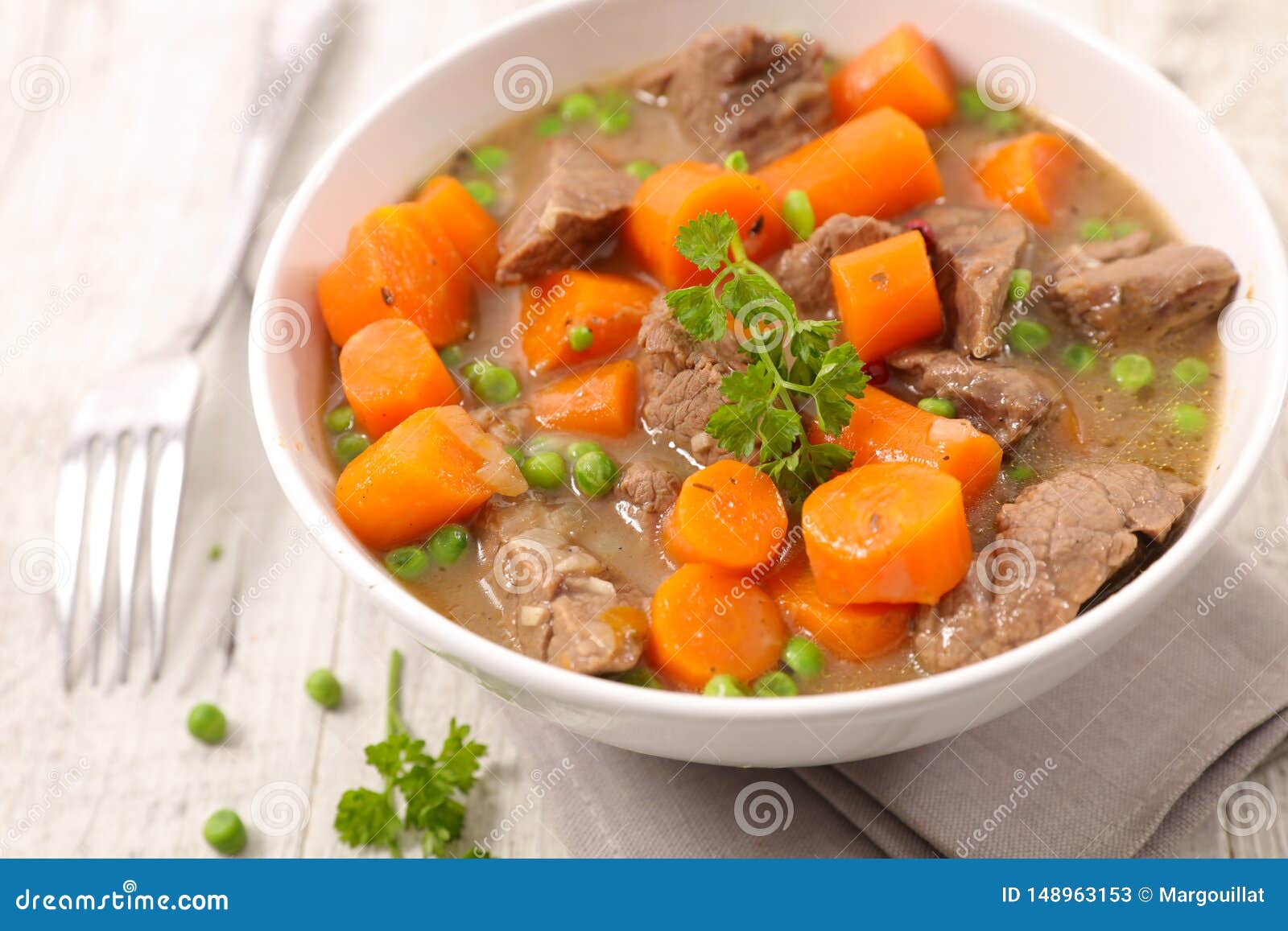 Beef, carrot and pea stock image. Image of dinner, eating - 148963153