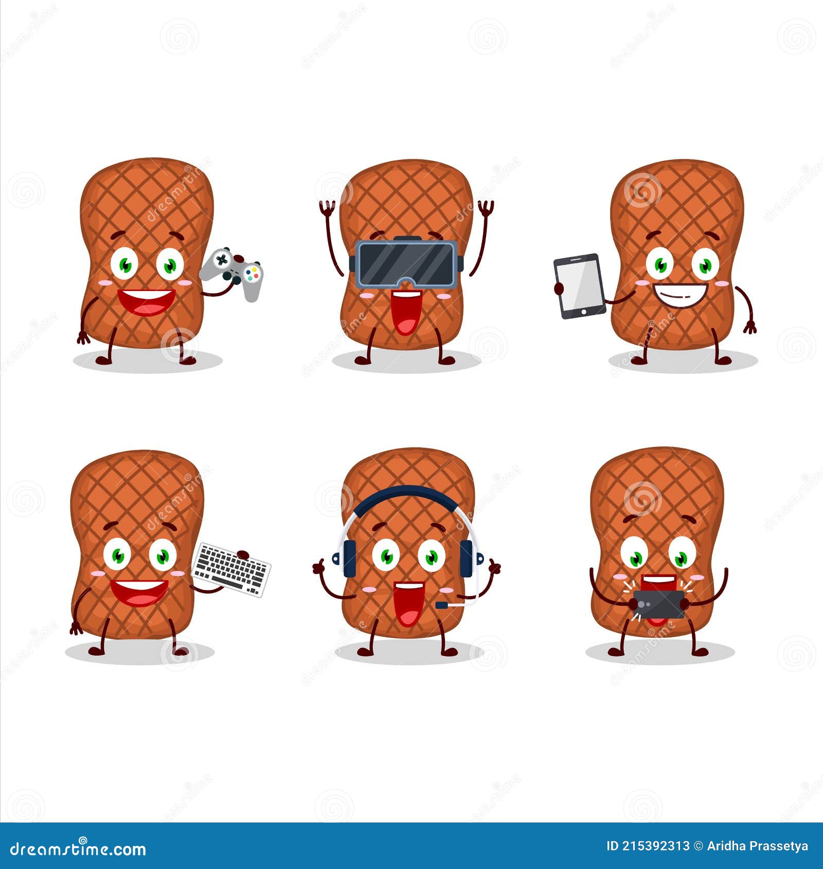 Beef Cartoon Character are Playing Games with Various Cute Emoticons ...
