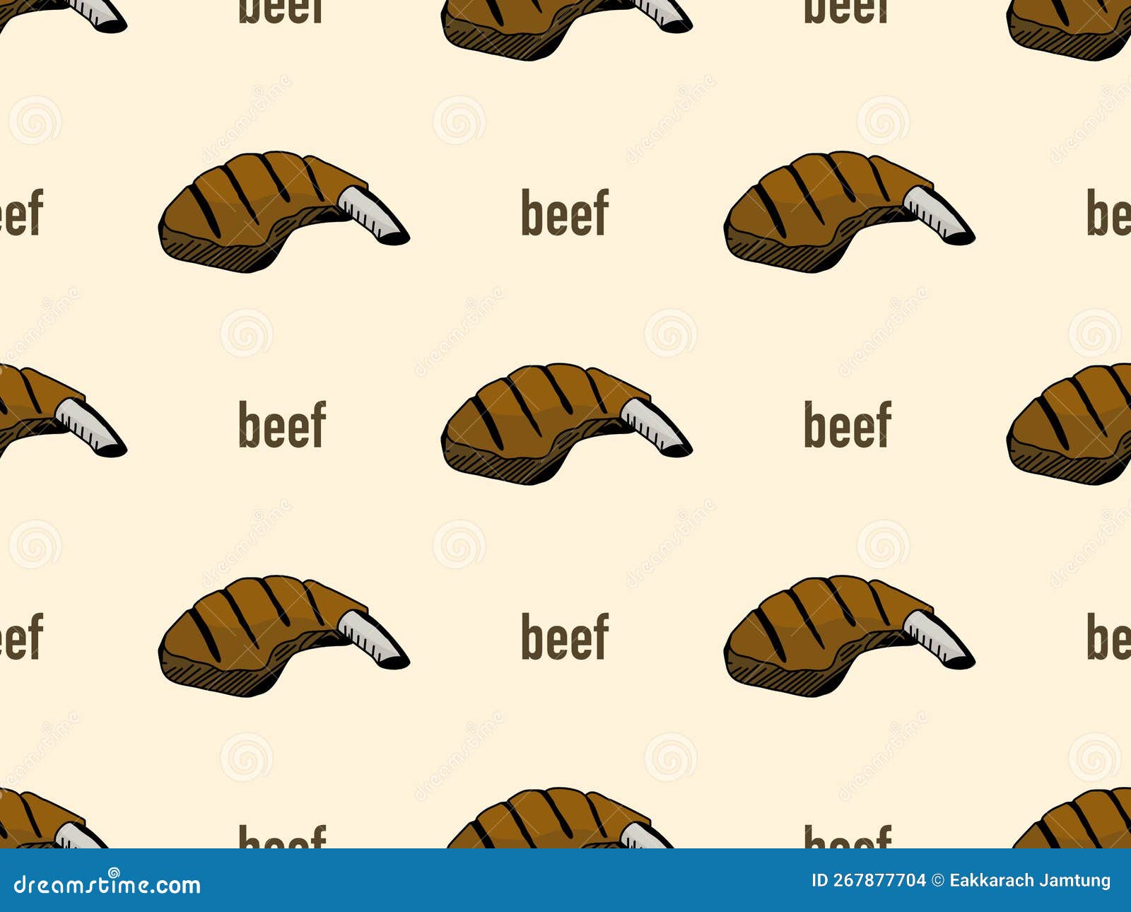 Beef Seamless Pattern on Orange Background Stock Vector - Illustration ...