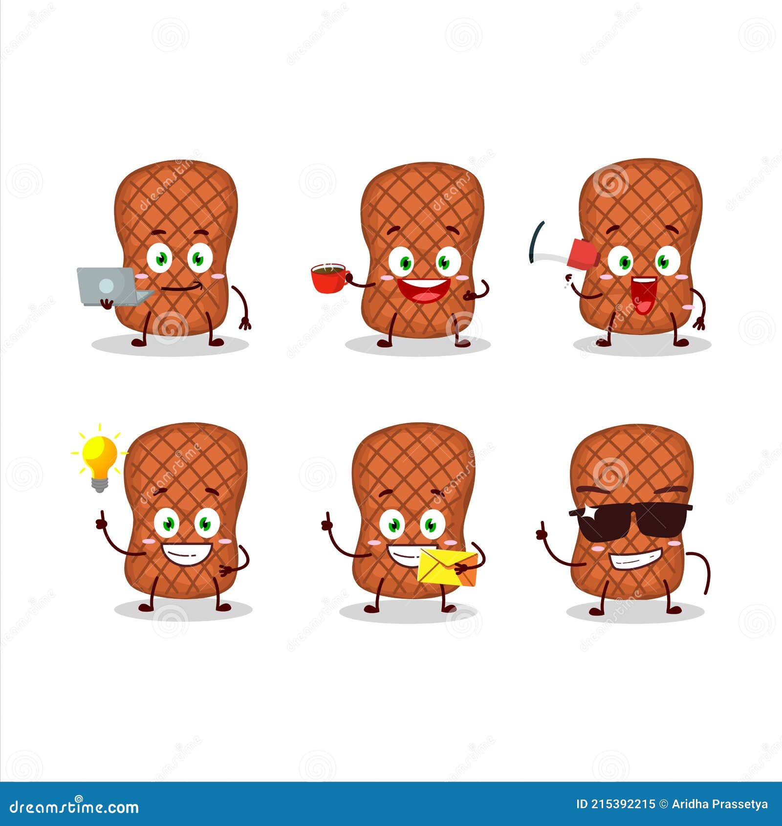 Beef Cartoon Character with Various Types of Business Emoticons Stock ...