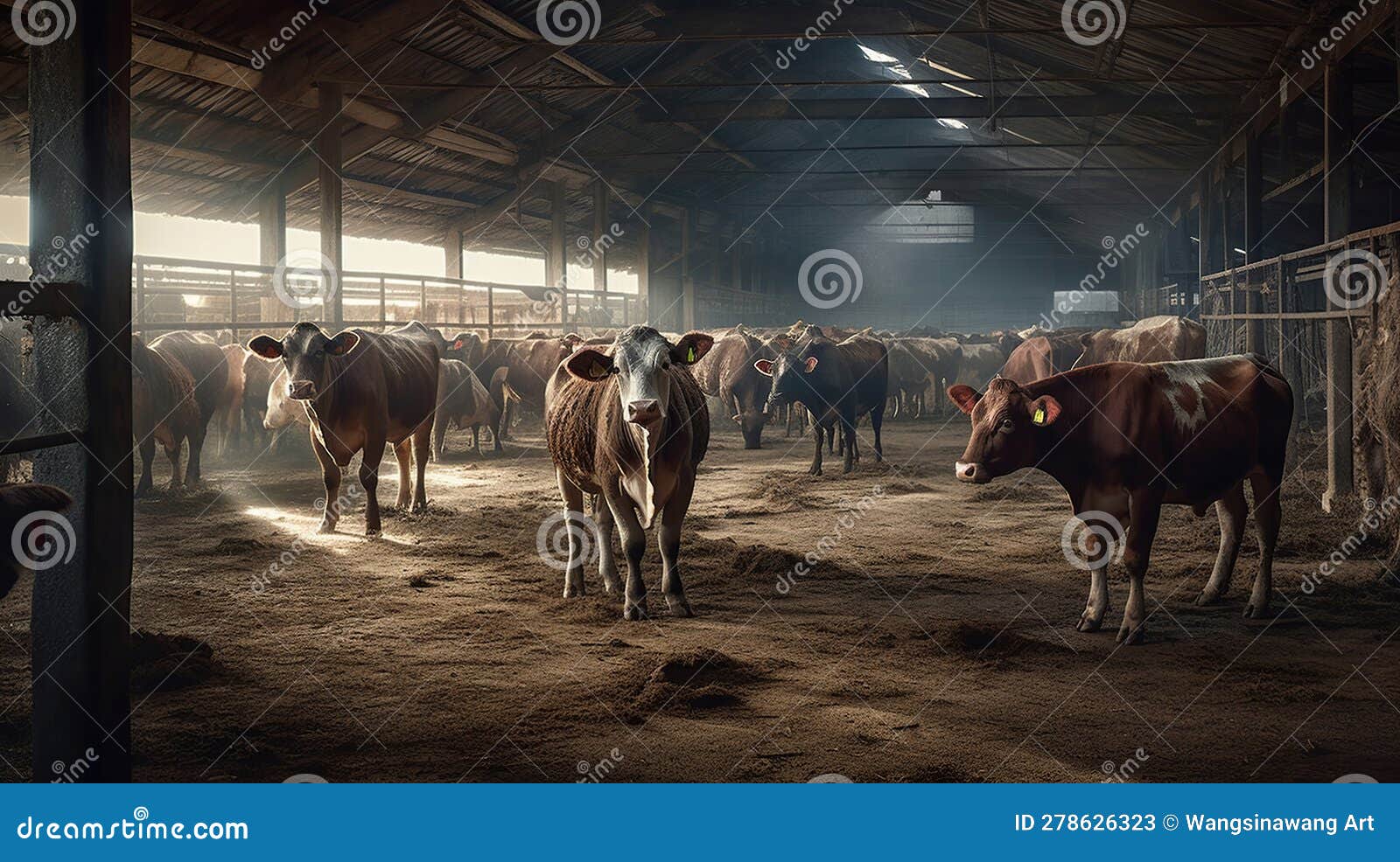 Beef Cattle Farming and Large Group of Cows , Generated Ai Image Stock ...