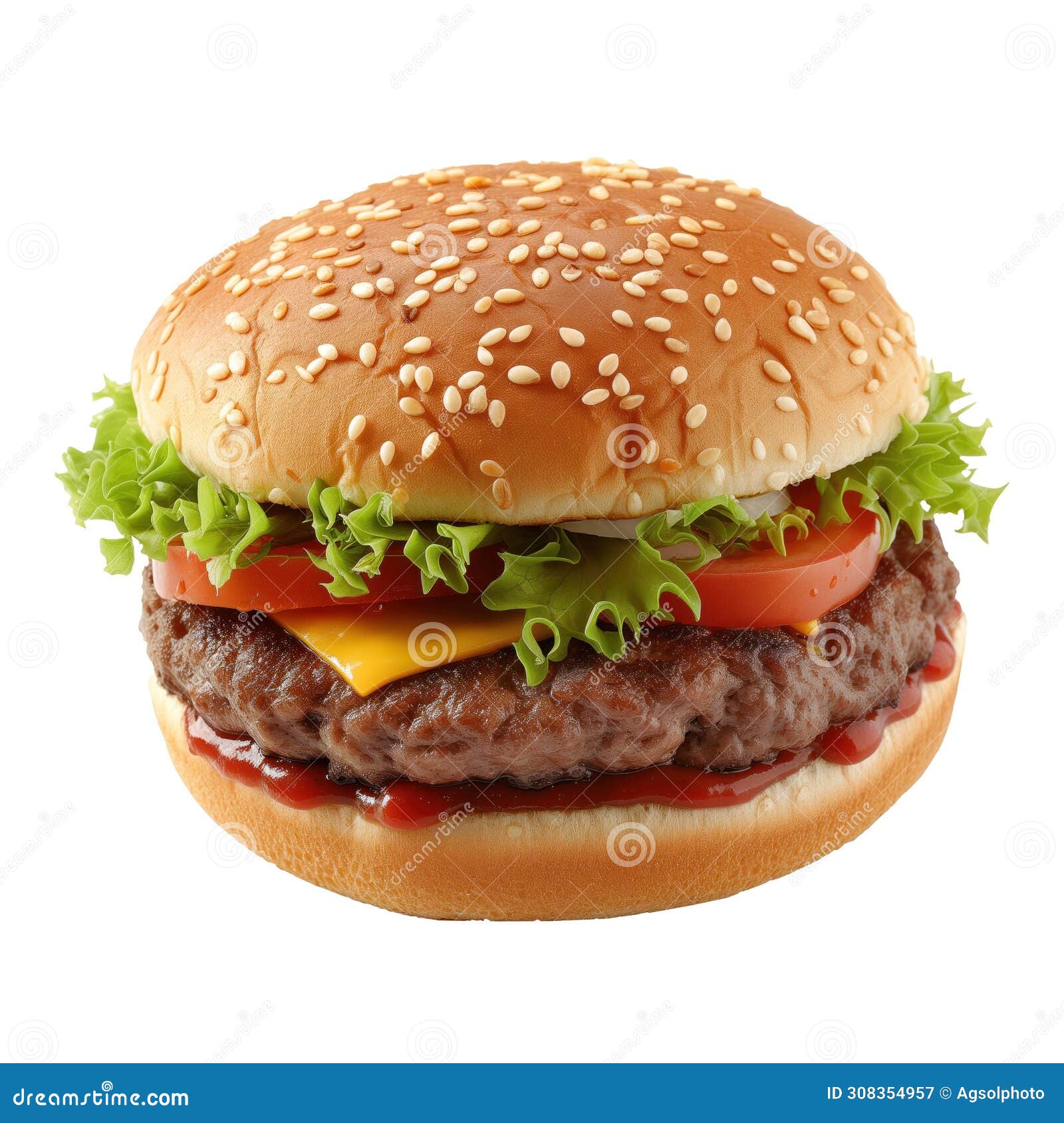 Beef and Cheese Hamburger Isolated on White or Transparent Background ...