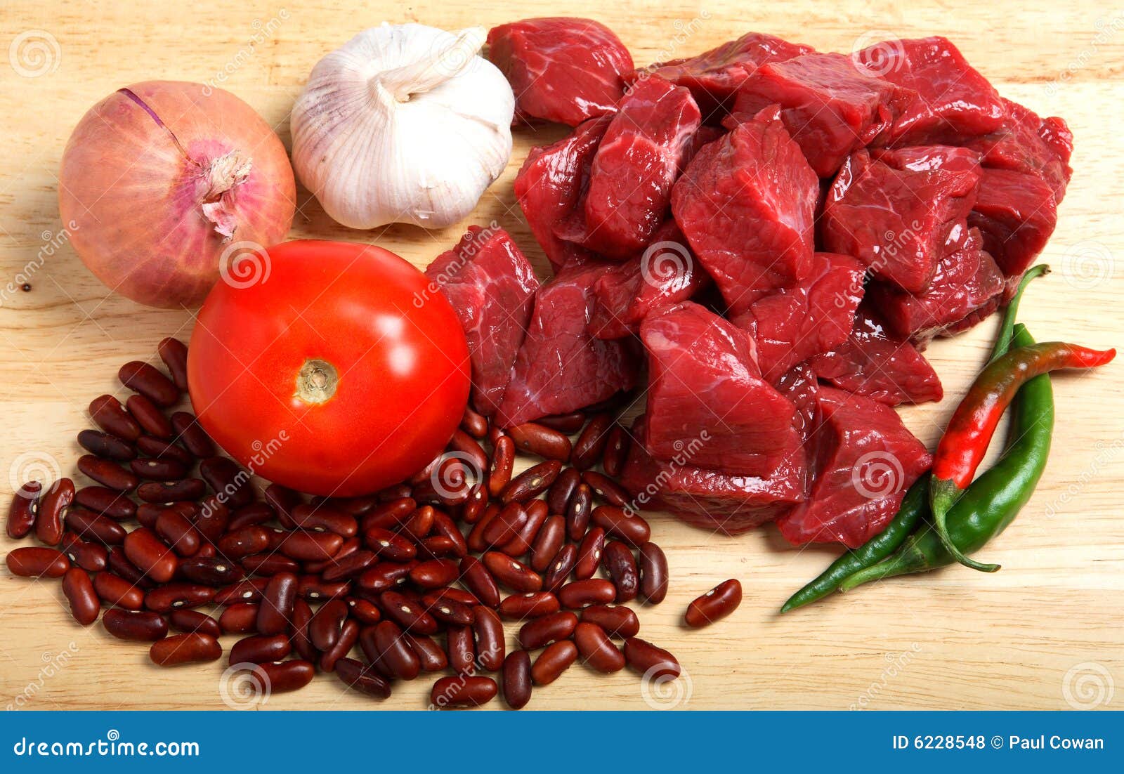 Beef Chilli Ingredients Horizontal Stock Photo - Image of preparation ...