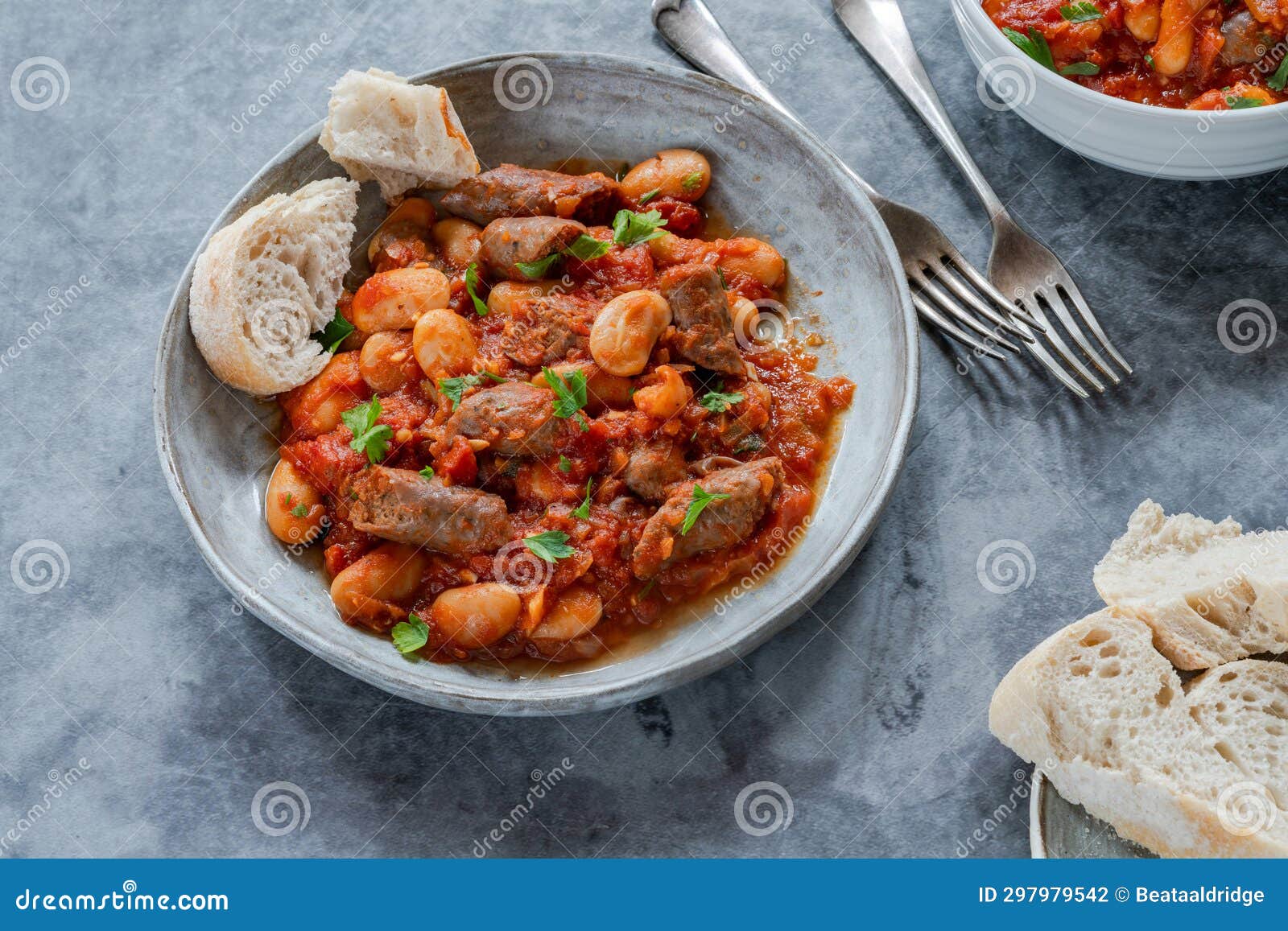 Beef Chipolatas and Bean Casserole Stock Photo - Image of portion ...