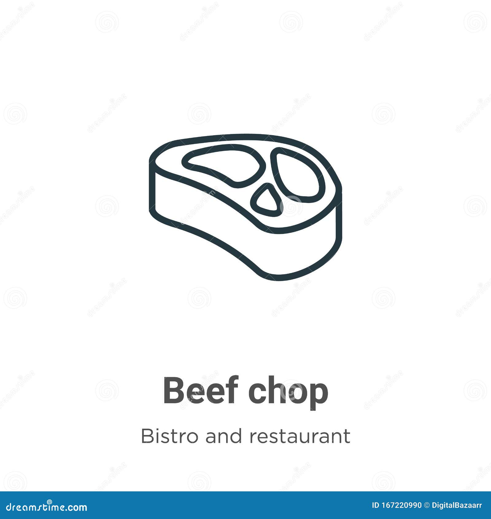 Beef Chop Outline Vector Icon. Thin Line Black Beef Chop Icon, Flat ...
