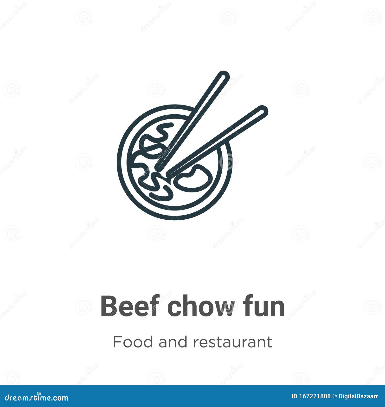 Beef Chow Fun Vector Icon On White Background. Flat Vector Beef Chow ...