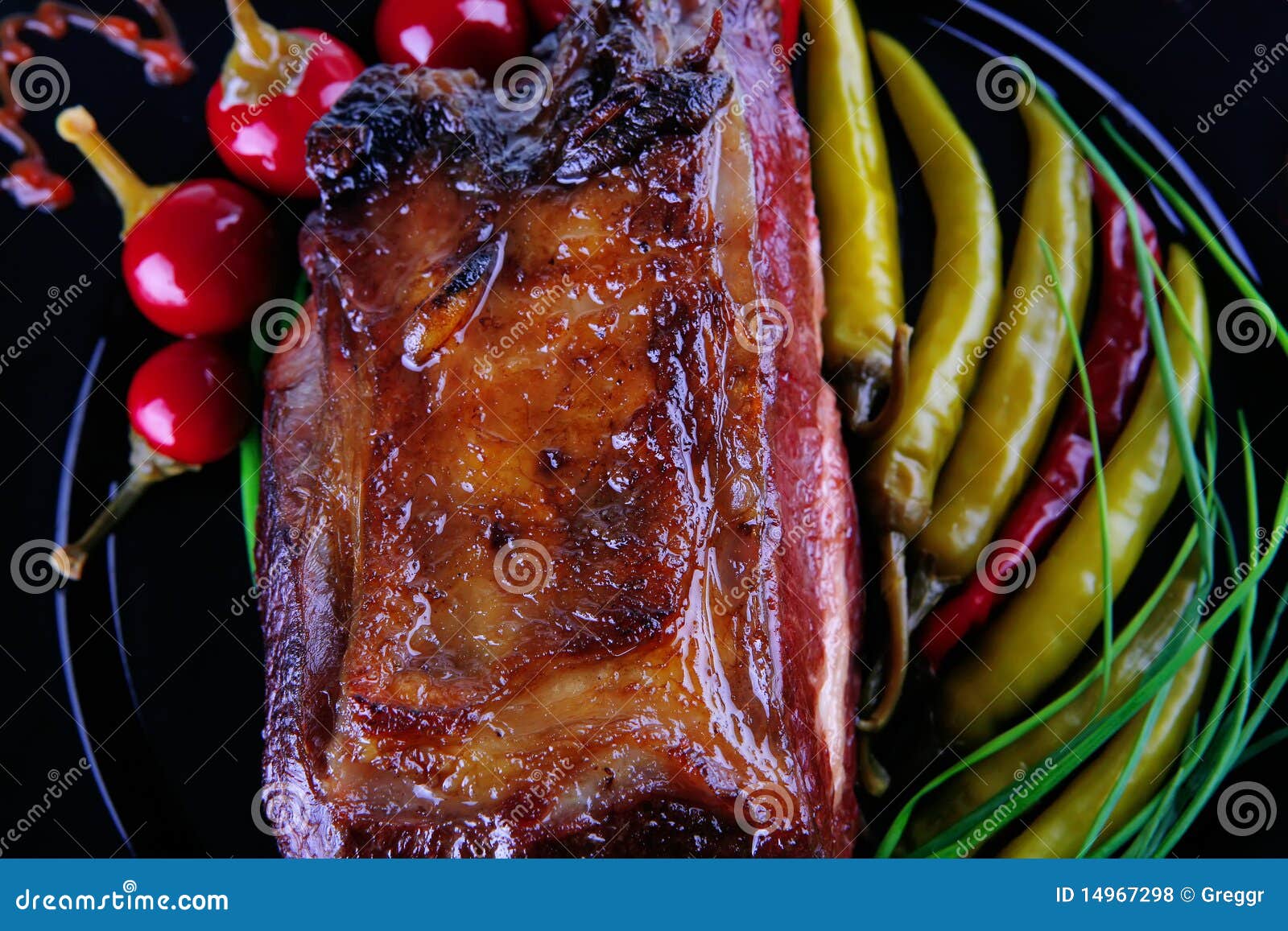 Beef chunk served on black stock photo. Image of balls - 14967298