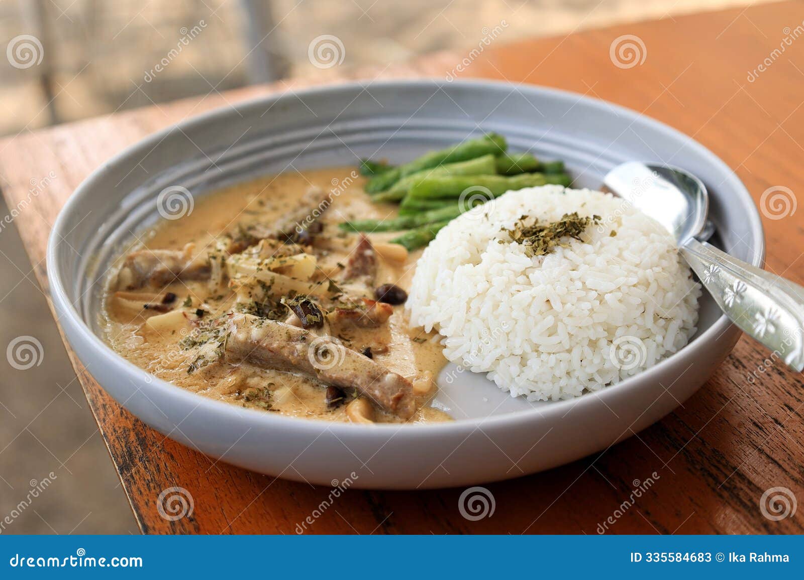 Beef Creamy Mushroom with Steamed Rice Stock Image - Image of goulash ...