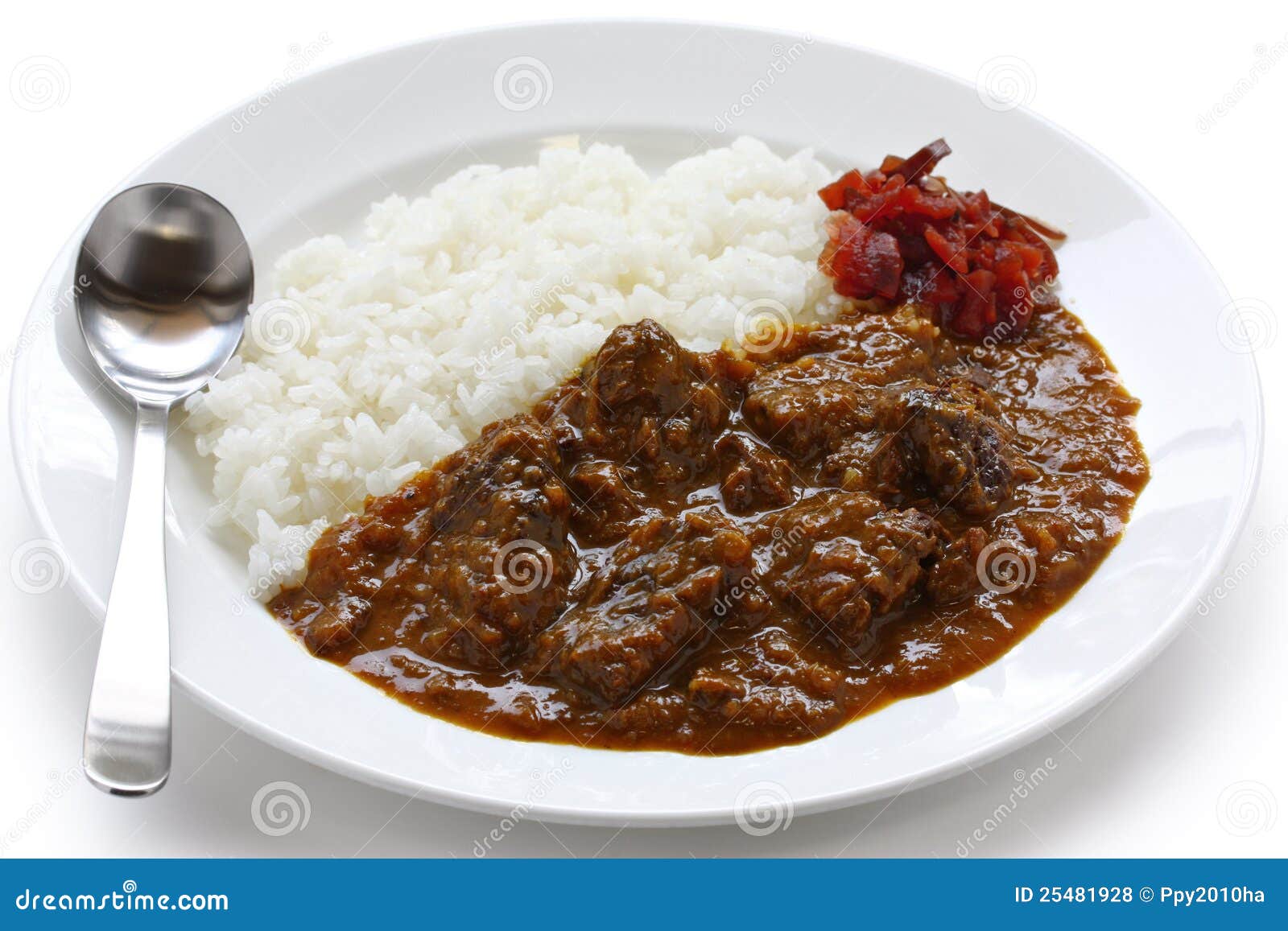 Beef curry on rice stock photo. Image of meat, style - 25481928