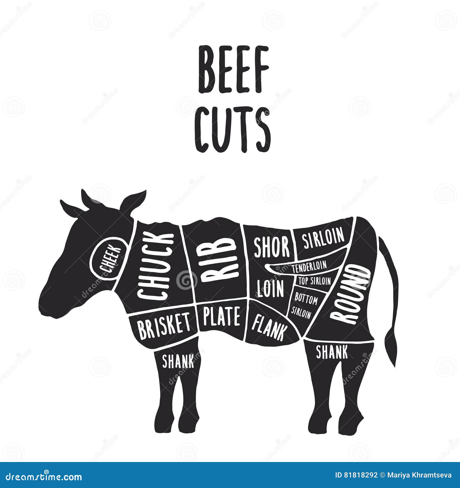 Beef cuts stock vector. Illustration of diagram, grill - 81818292