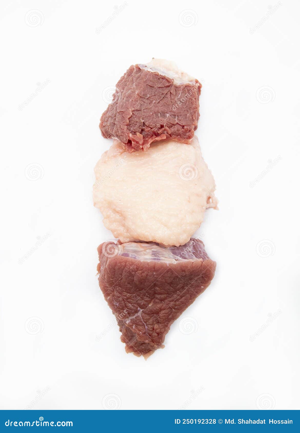 Beef Fat and Beef Meat Isolate on White Background, Top View Stock ...