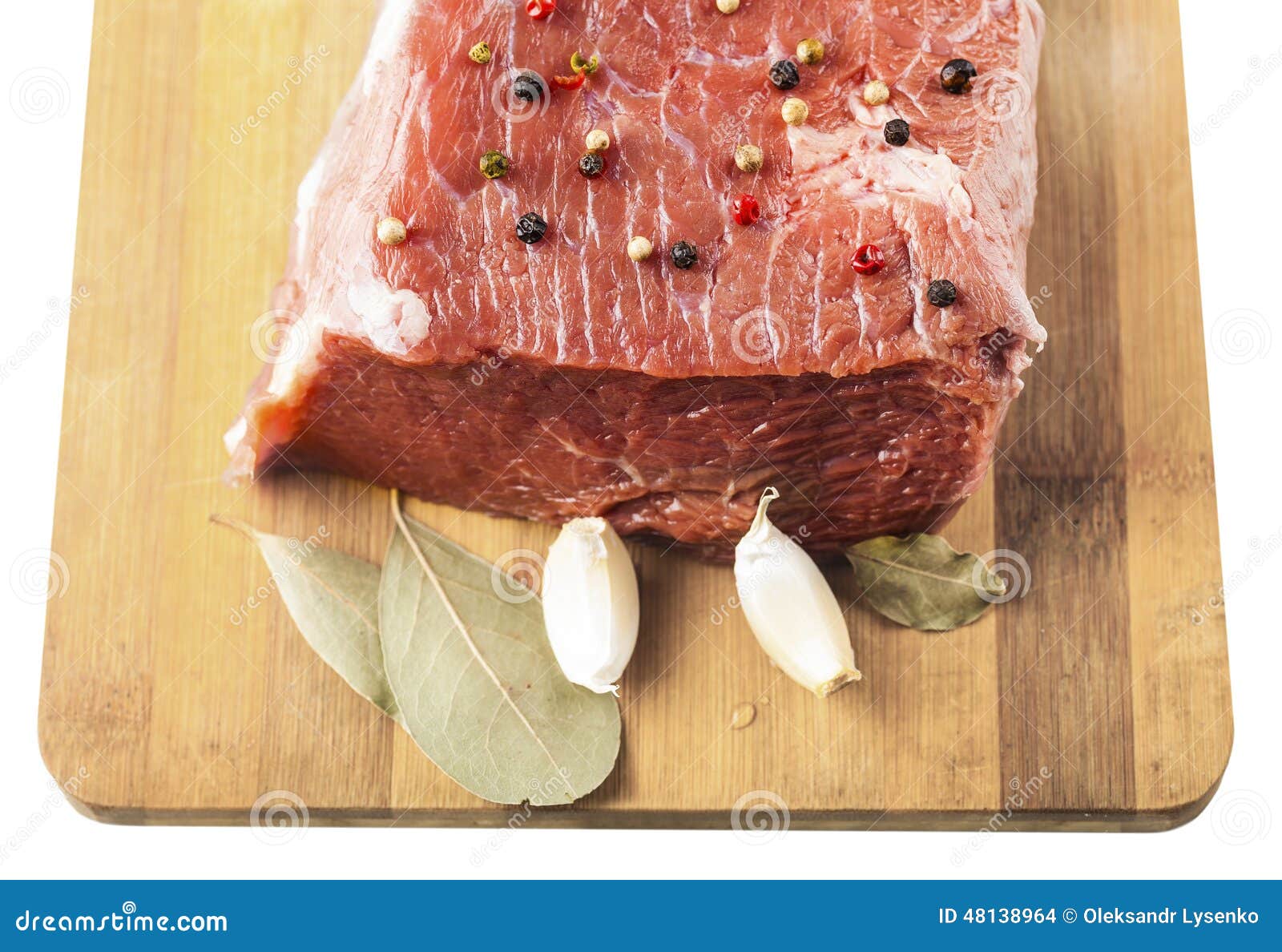 Beef Filet with Spices on a Wooden Board Stock Photo - Image of ...
