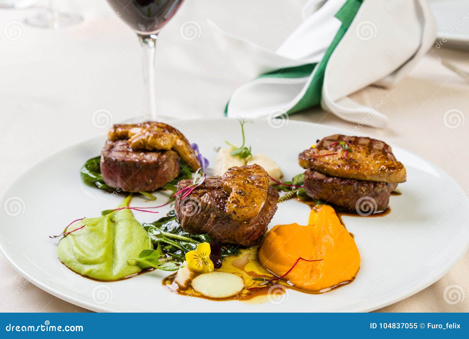 Beef filets with foie gras stock image. Image of delicious - 104837055