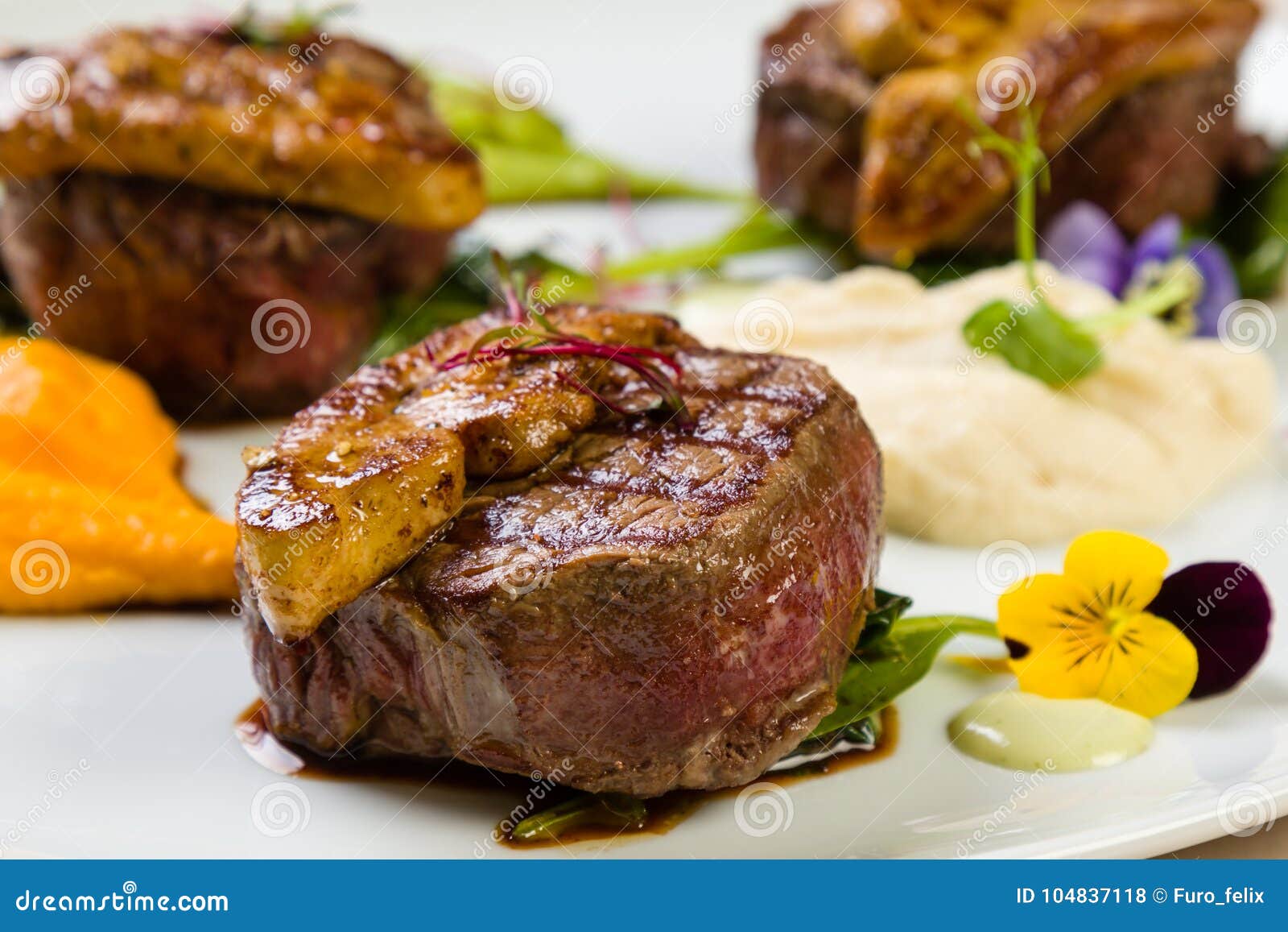 Beef filets with foie gras stock photo. Image of luxury - 104837118