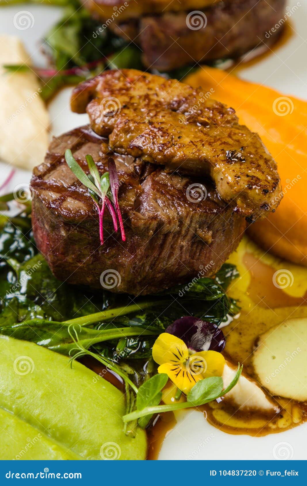 Beef filets with foie gras stock photo. Image of tasty - 104837220