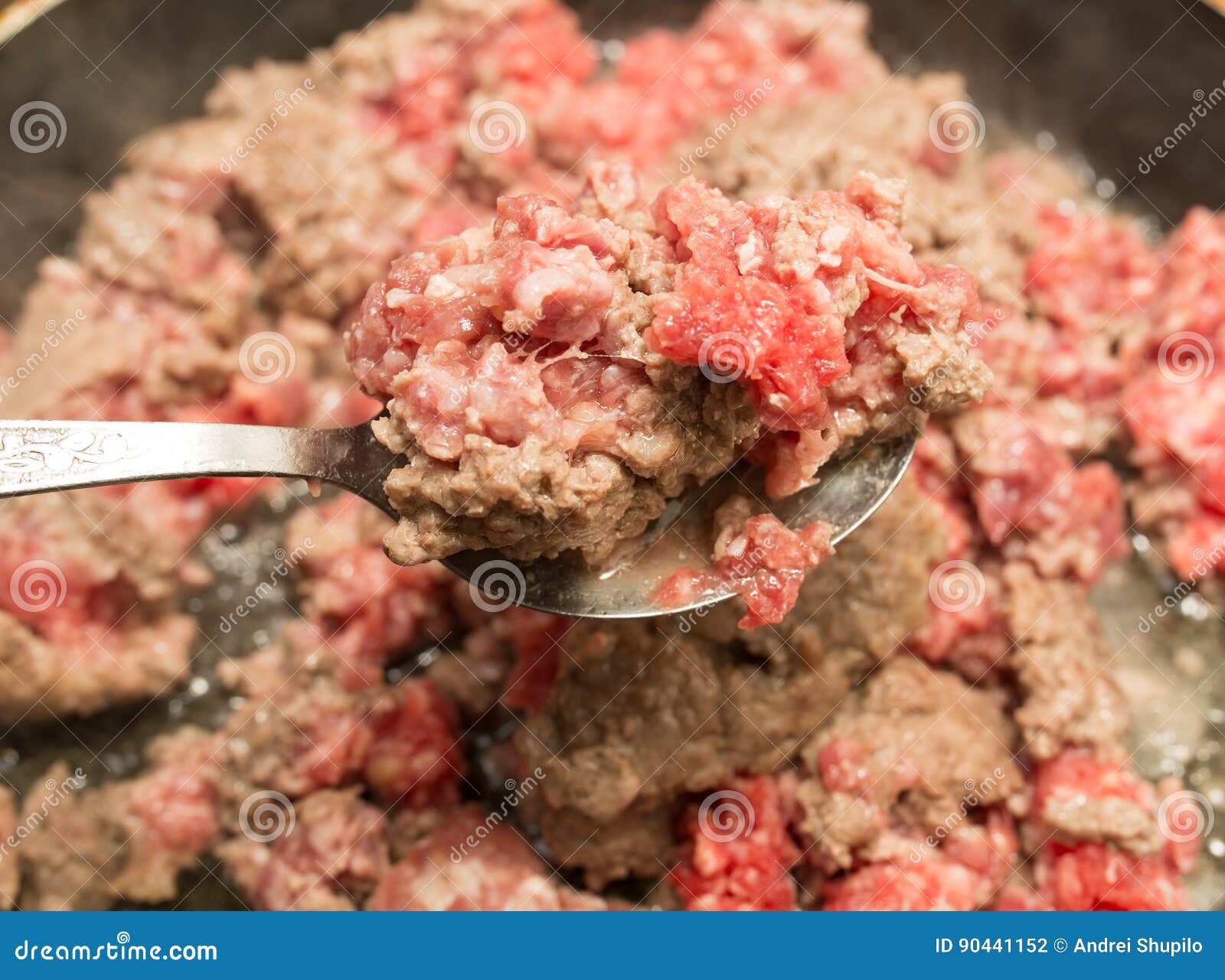 Beef fried in a pan stock photo. Image of mince, beef - 90441152