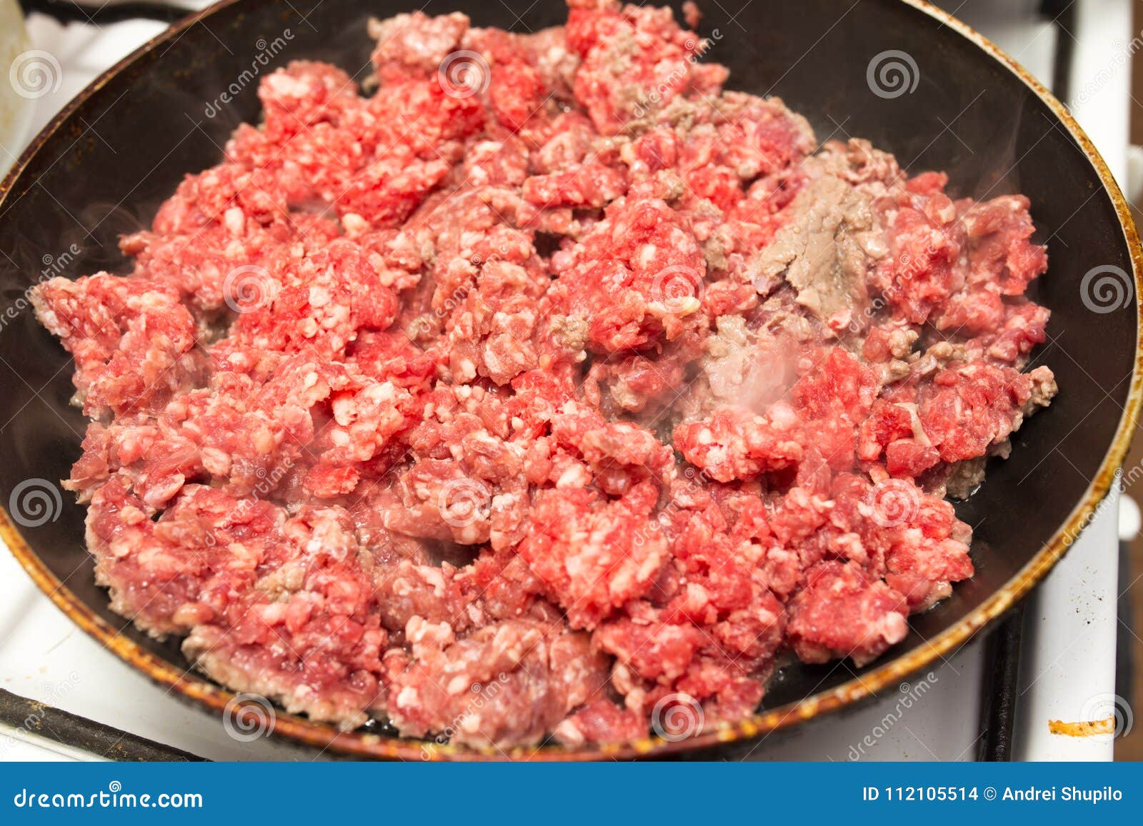 Beef fried in a pan stock photo. Image of ground, food - 112105514