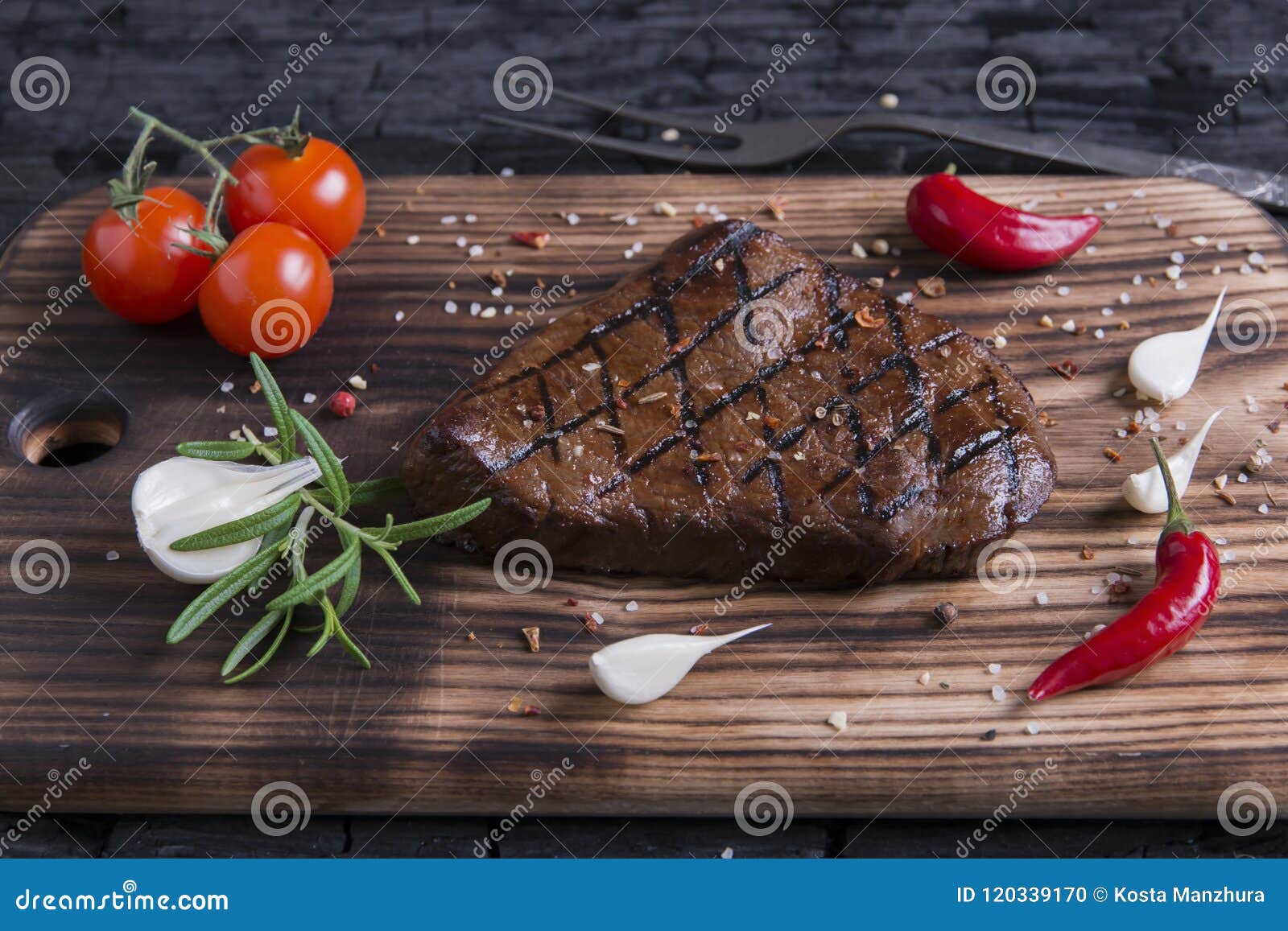 Beef Grilled Steak on Charcoal Stock Photo - Image of grill, meat ...