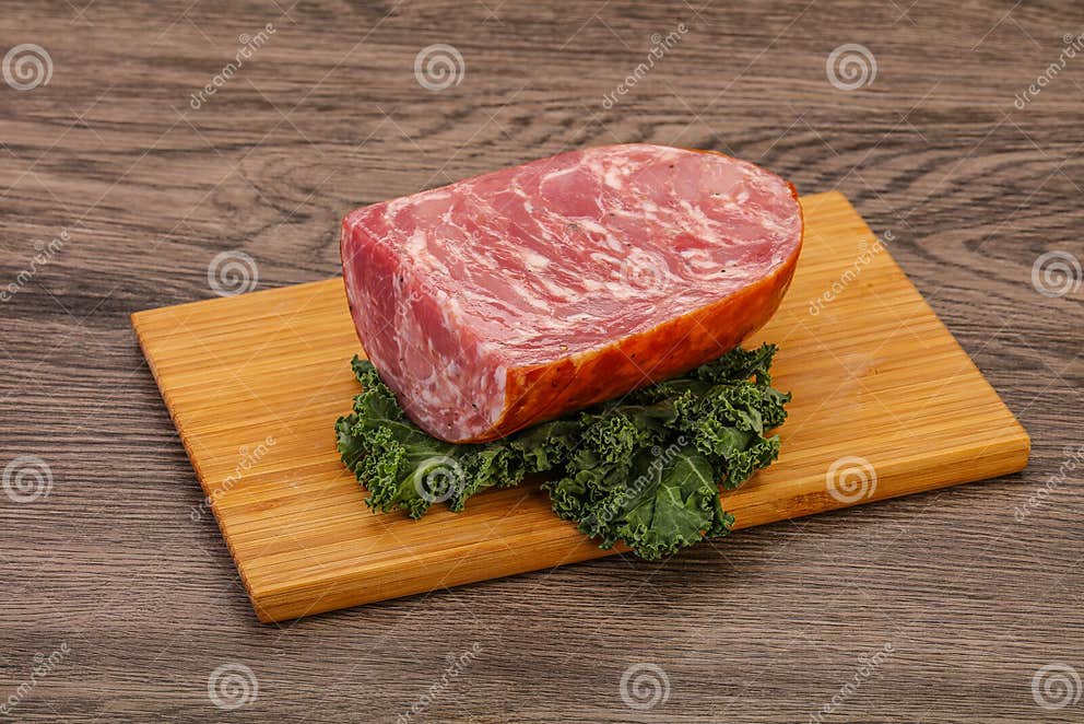 Beef ham piece over board stock image. Image of sliced - 189359637