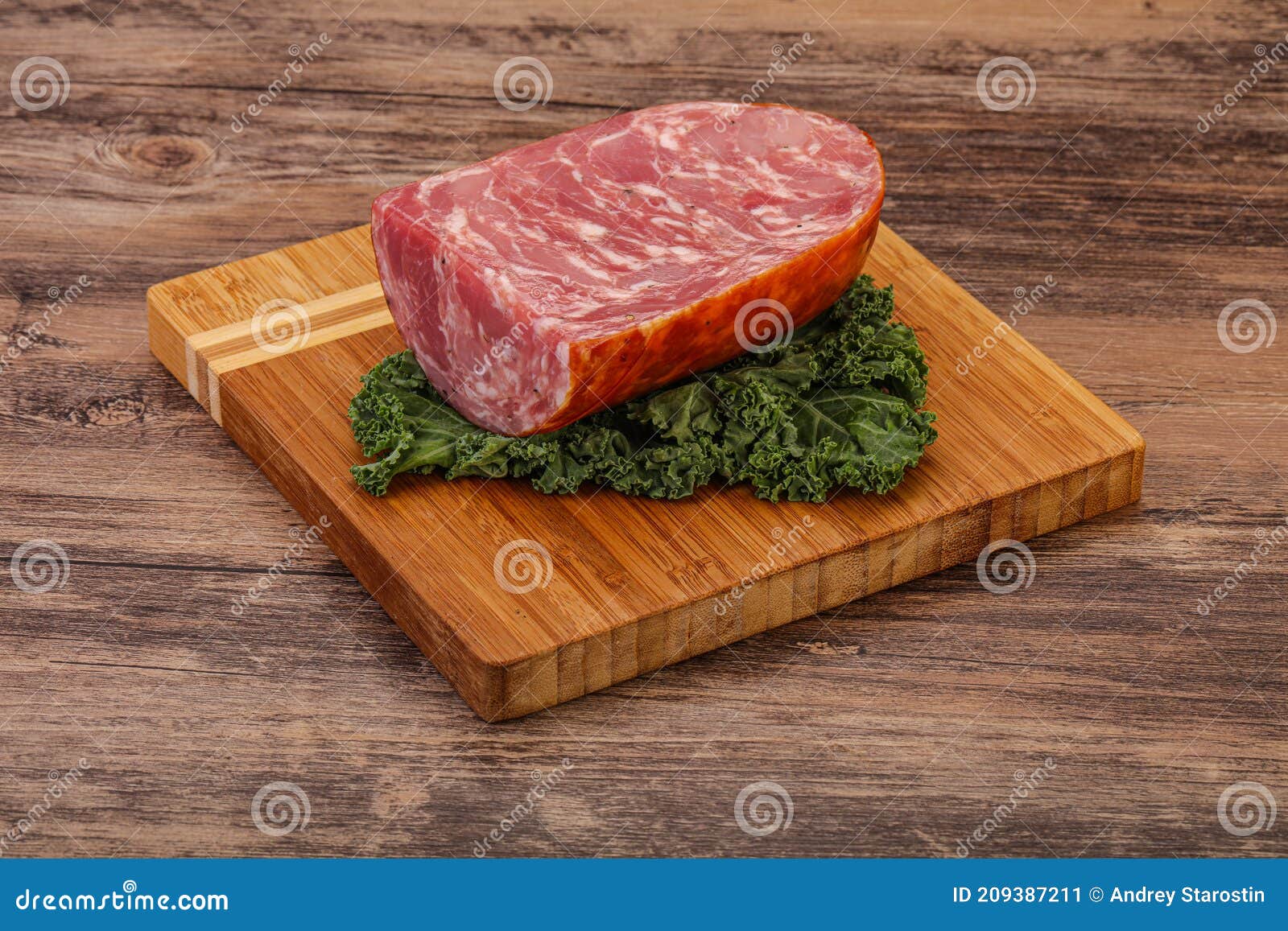 Beef ham piece over board stock image. Image of delicatessen - 209387211