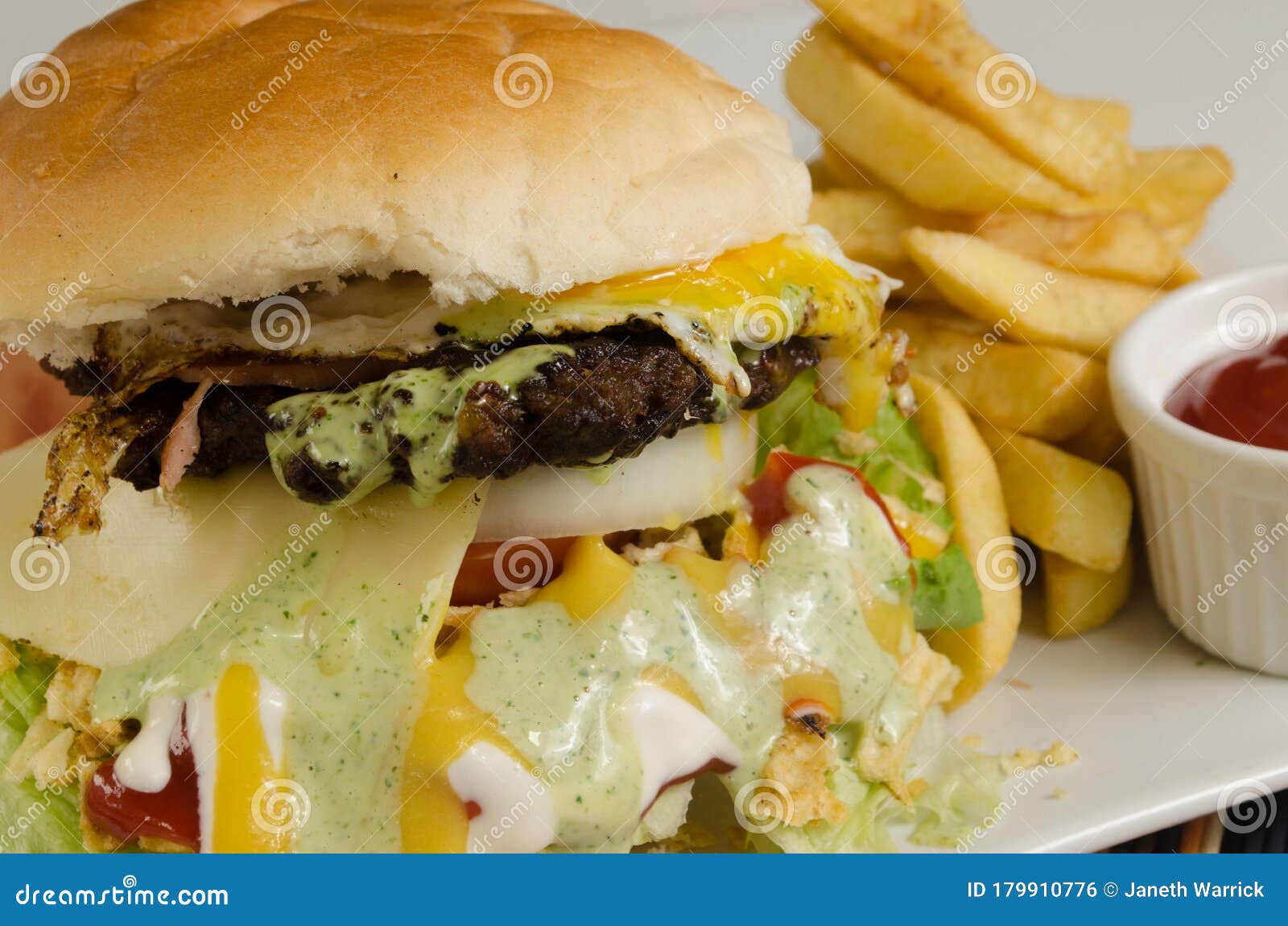 Beef hamburger and fries stock photo. Image of beef - 179910776