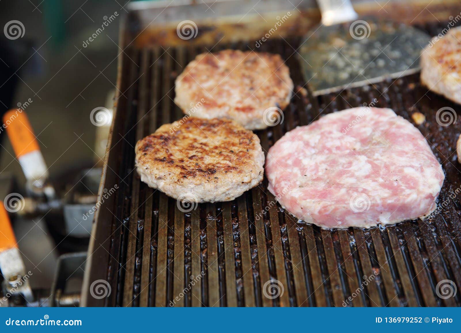 Beef Hamburger in pan stock photo. Image of cheeseburger - 136979252