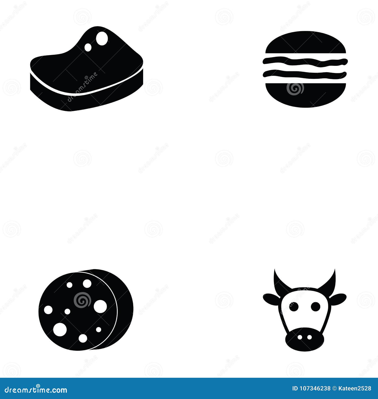 Beef icon set stock vector. Illustration of plate, barbecue - 107346238