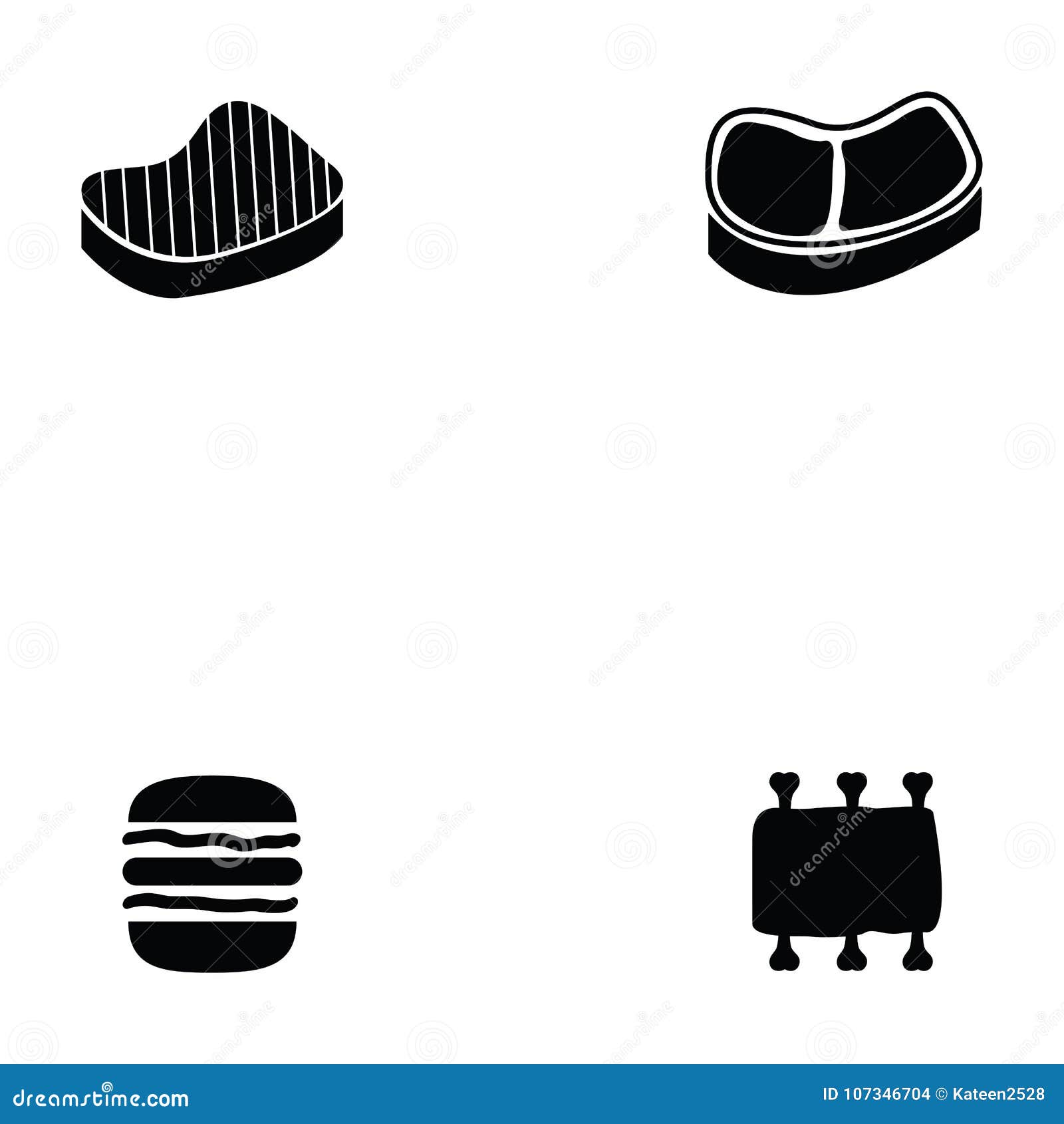Beef icon set stock vector. Illustration of burger, steak - 107346704