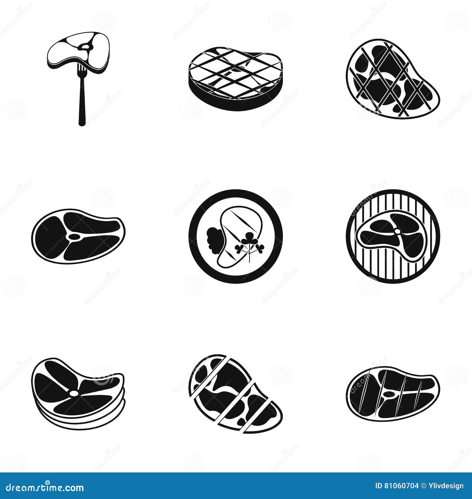 Beef Icons Set, Simple Style Stock Vector - Illustration of animal ...