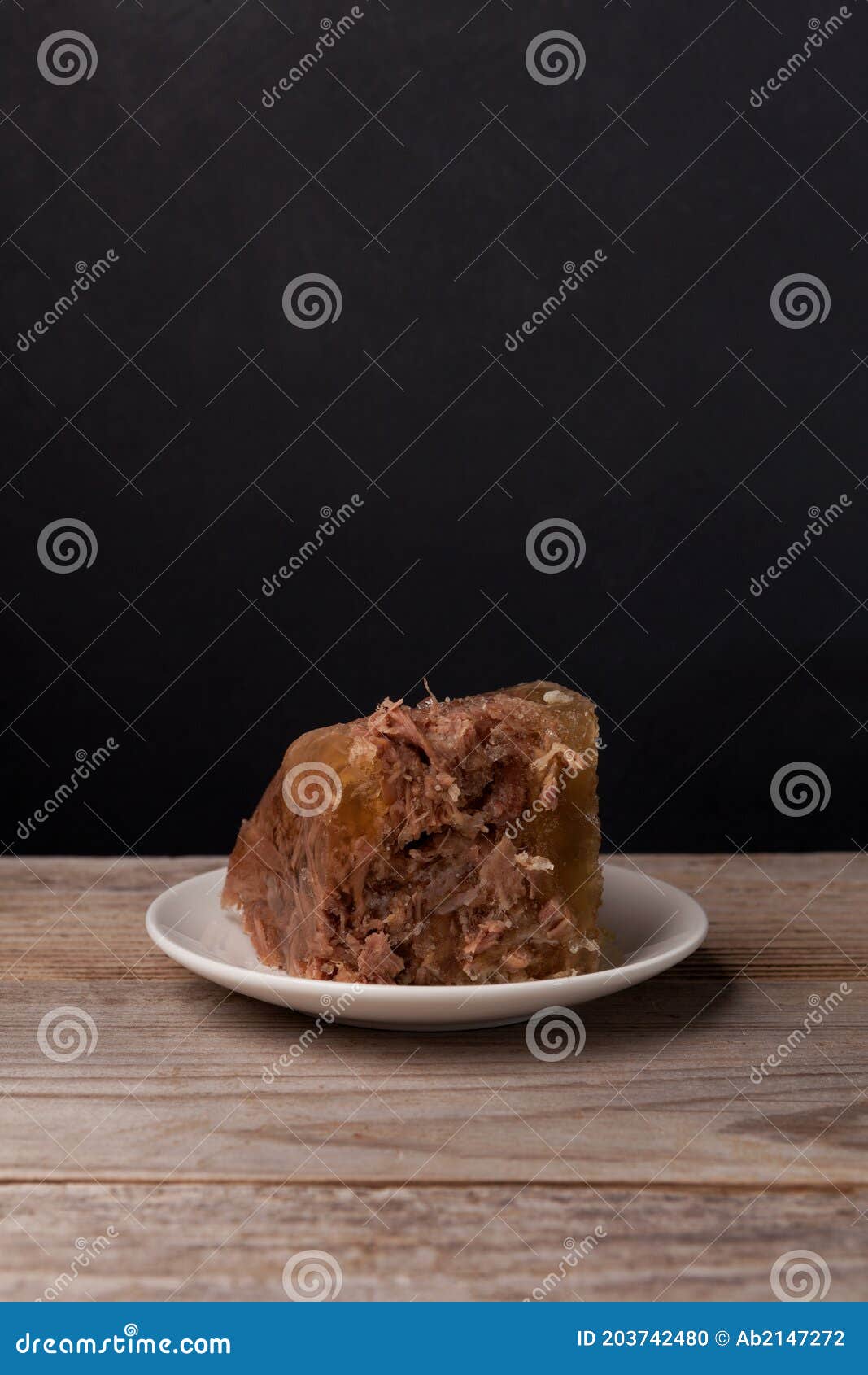 Beef Jelly or Aspic on Dark Background with Copy Space. Rustic Style ...