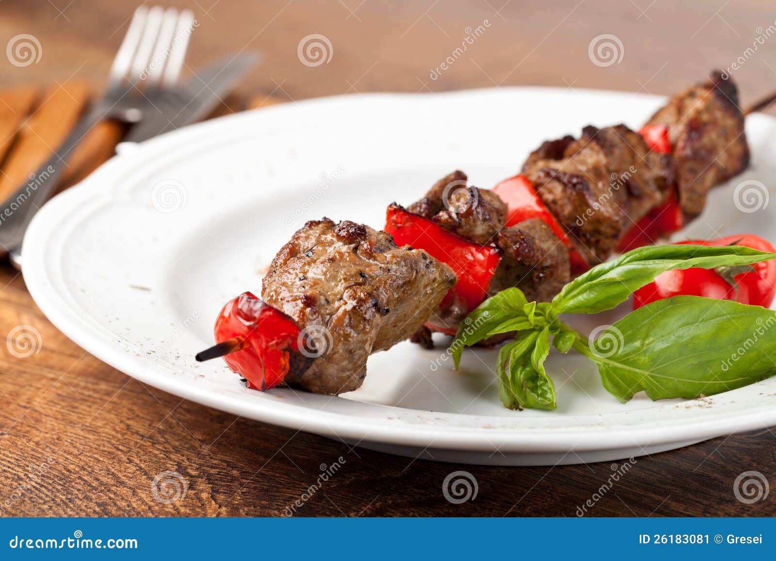 Beef Kebab stock image. Image of plate, kebab, pork, skewer - 26183081