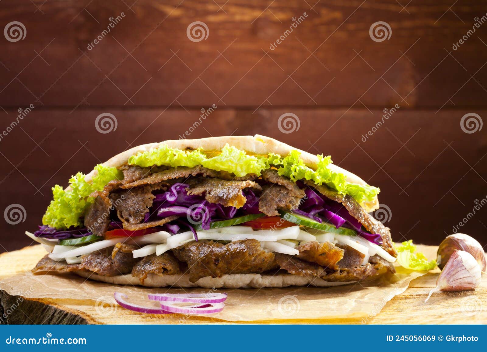 Beef Kebab in a bun stock image. Image of lunch, kebab - 245056069