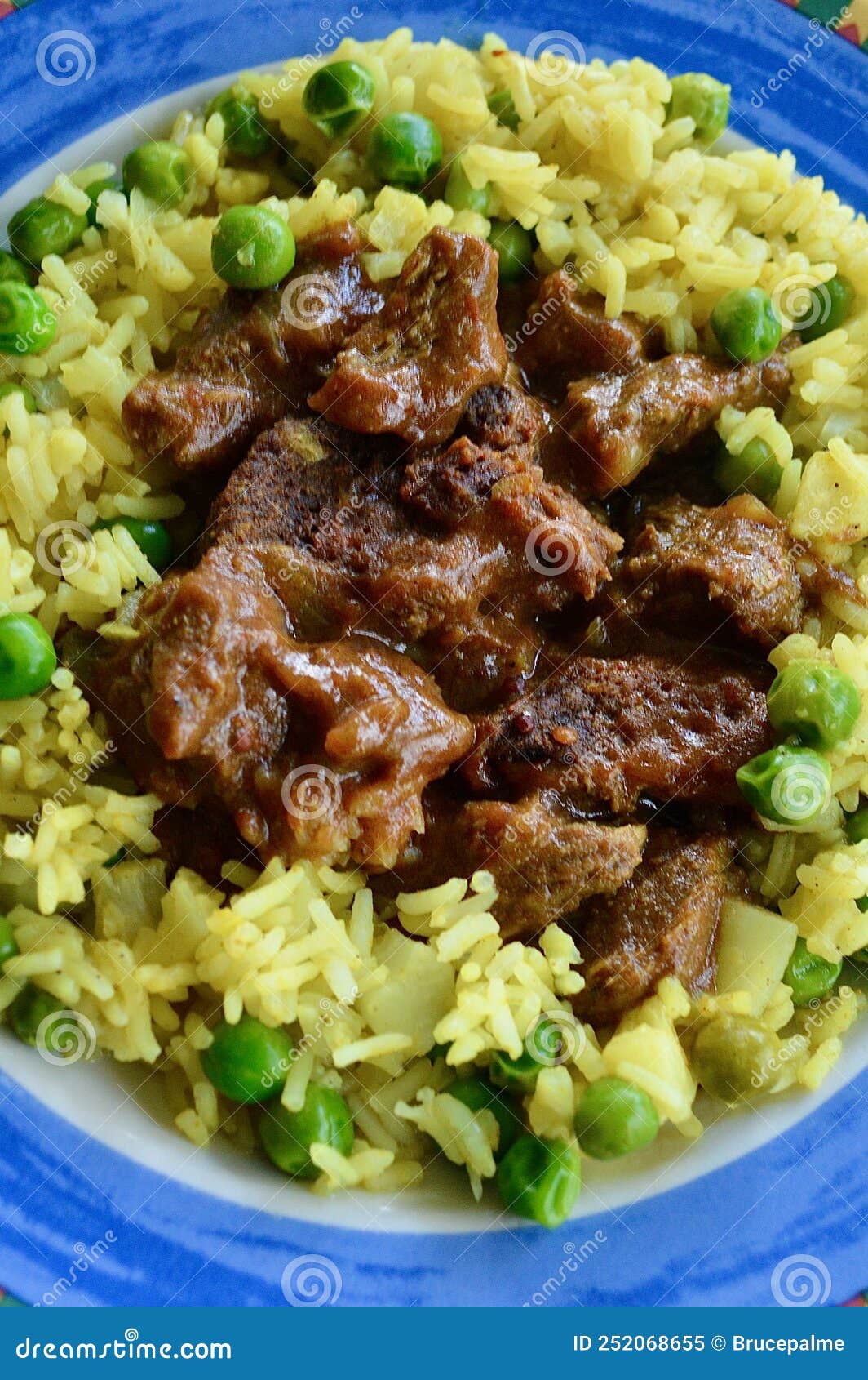 Beef Korma with Rice and Vegetables Stock Image - Image of curry, table ...