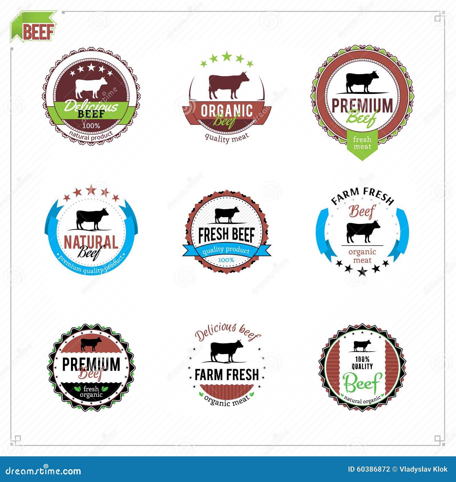 Beef Labels stock vector. Illustration of premium, ribbon - 60386872