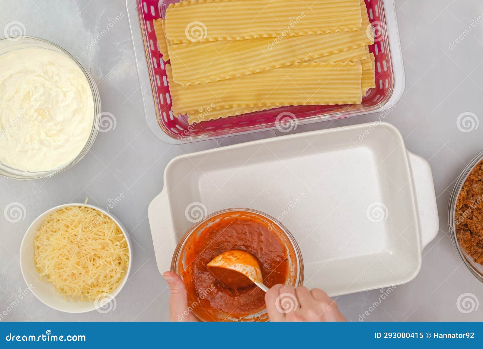 Beef Lasagna Recipe. Step by Step Cooking Process Stock Image - Image ...