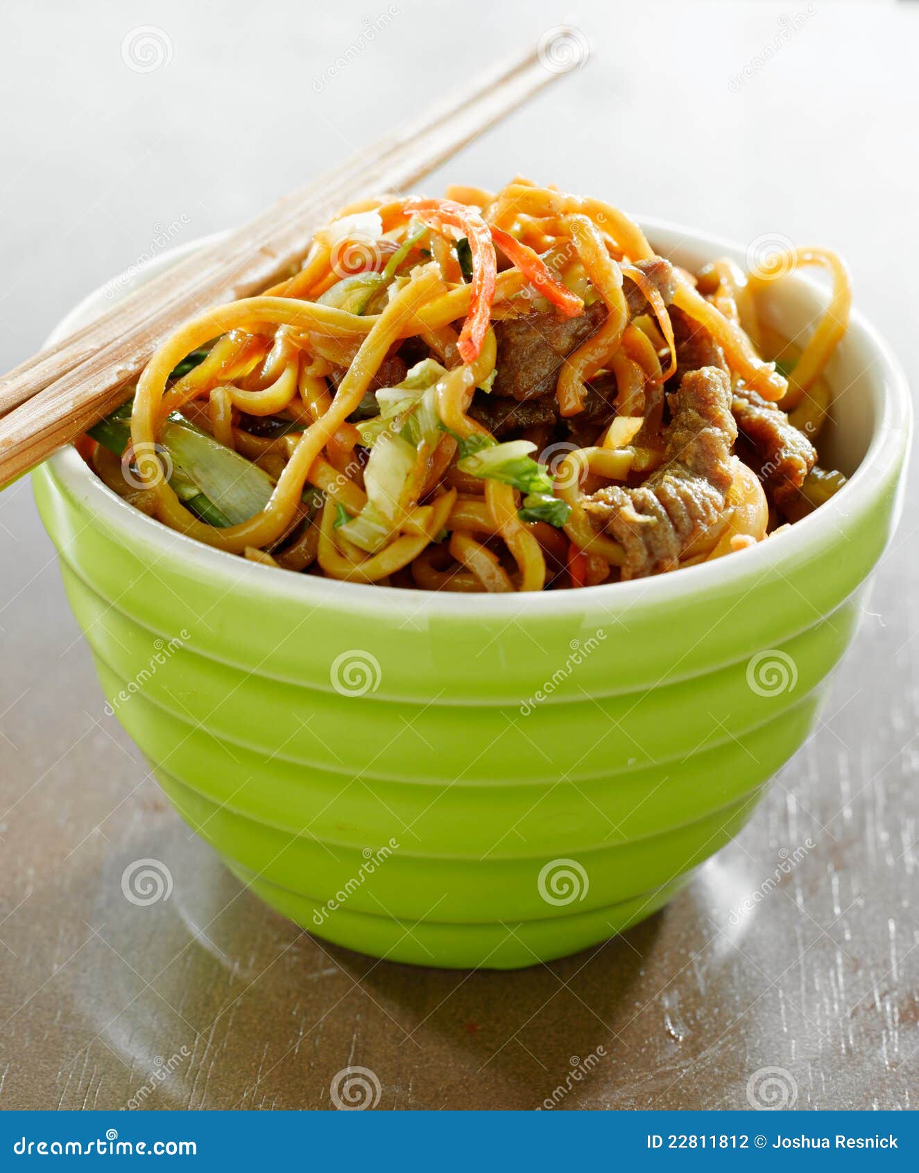 Beef Lo Mein in a Bowl with Chopsticks Stock Photo - Image of cuisine ...