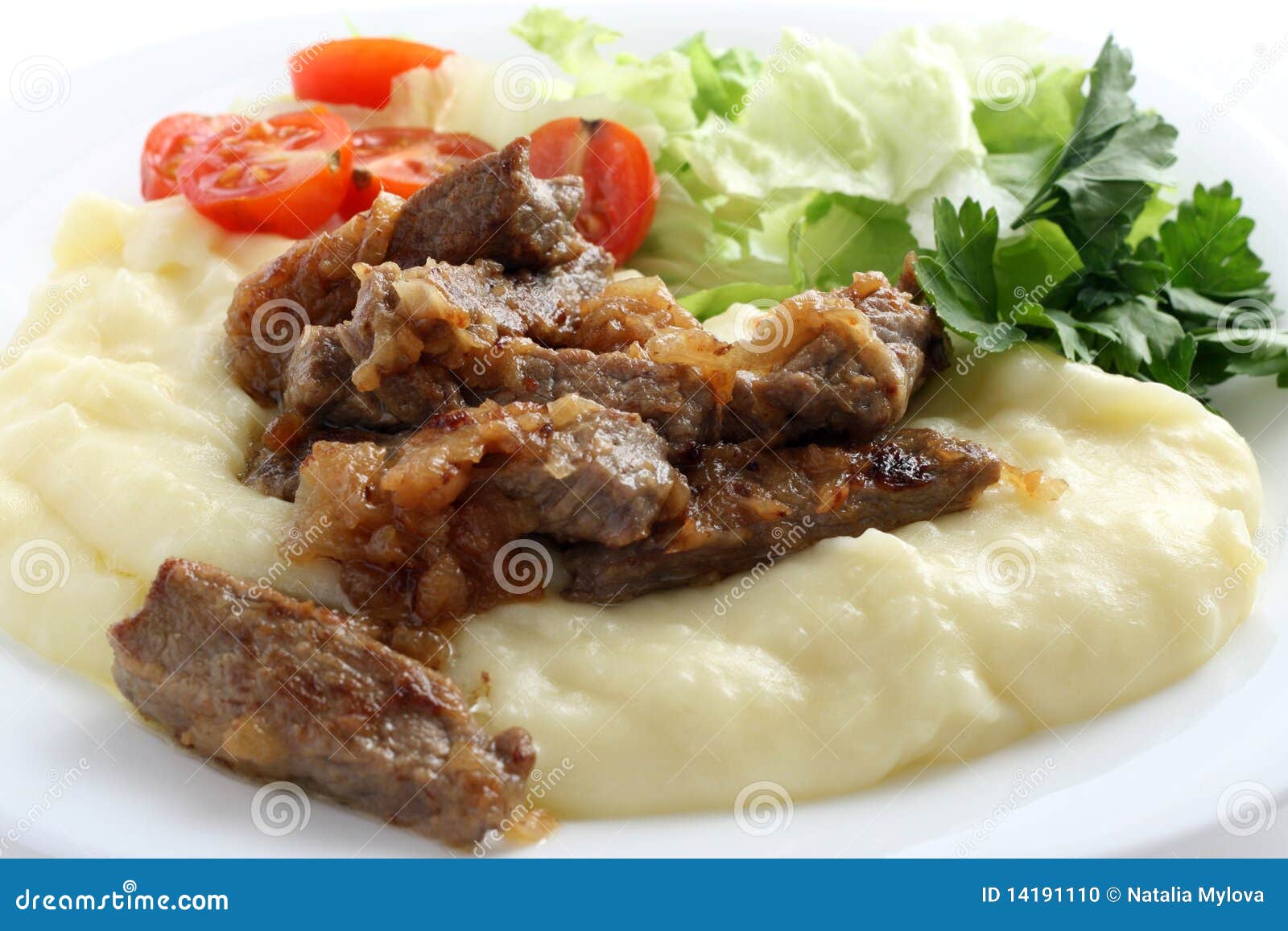 Beef with mashed potatoes stock photo. Image of potato - 14191110