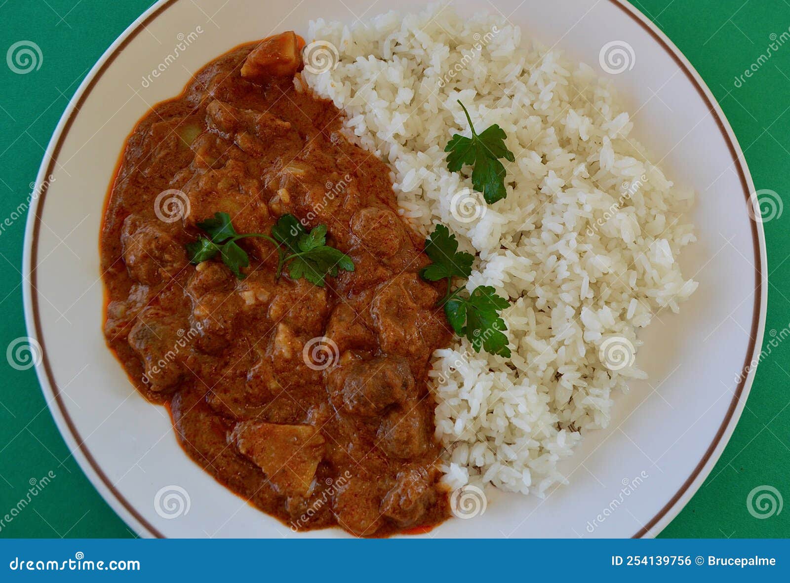 Massaman Curry with White Rice Stock Photo - Image of potato, cooking ...