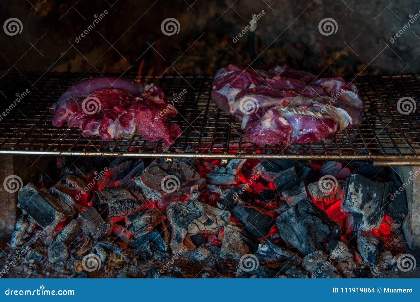 Beef meat on the grill stock photo. Image of garden - 111919864