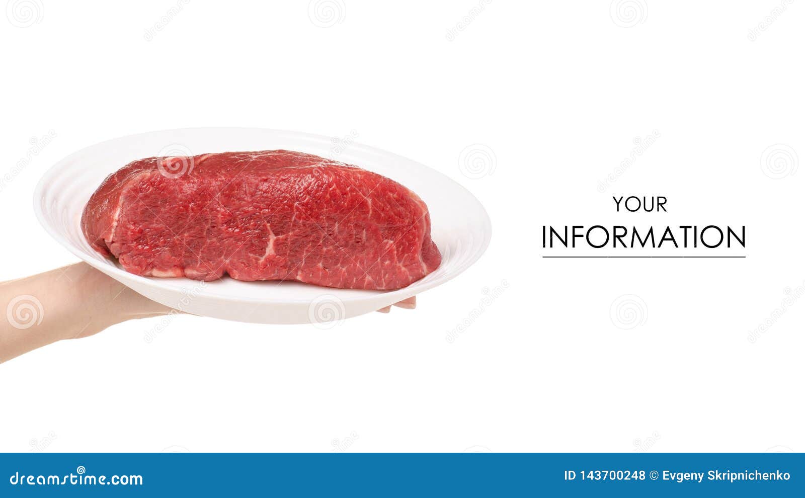 Beef Meat on a Plate in Hand Pattern Stock Photo - Image of horizontal ...