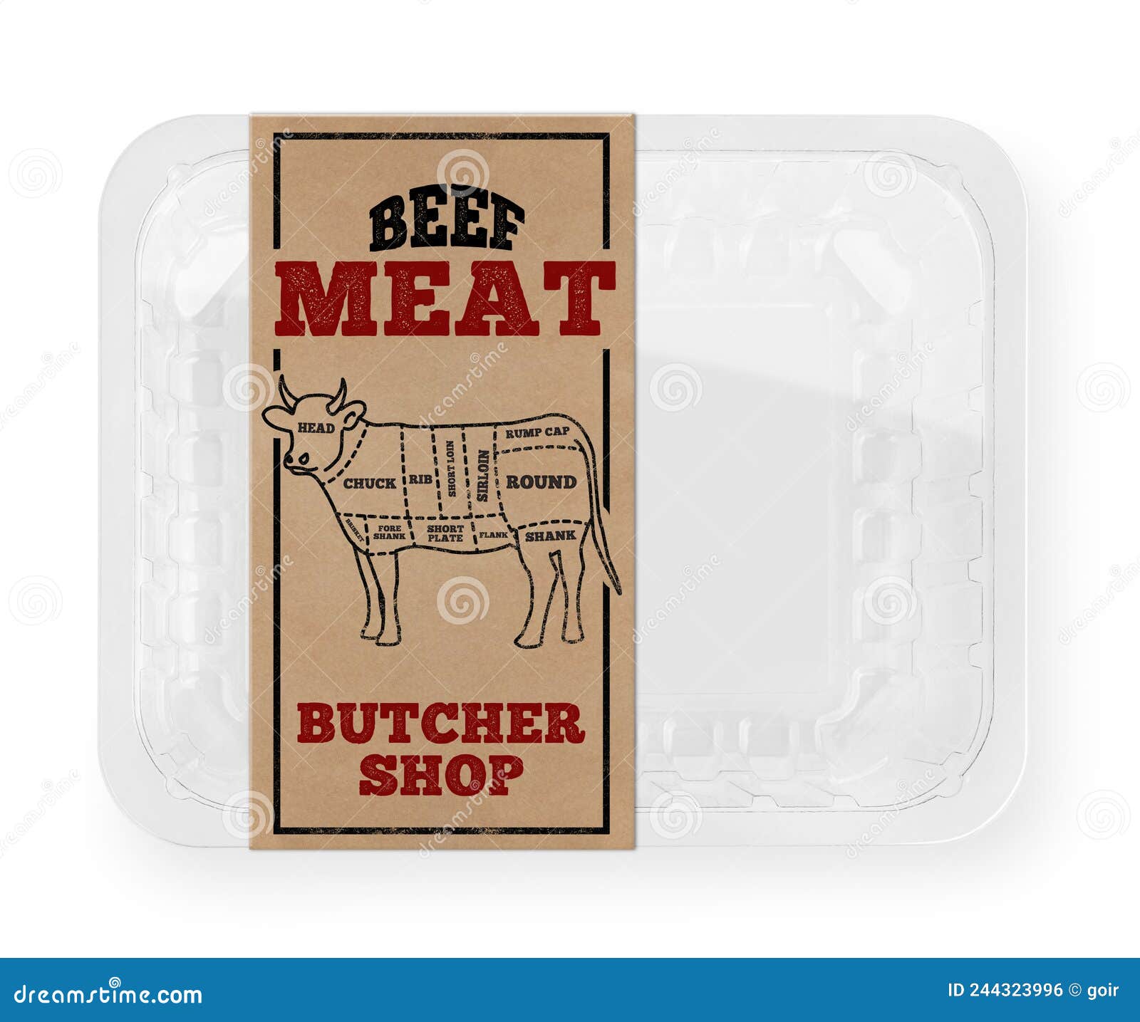 Beef Meat Polystyrene Packaging Stock Photo - Image of transparent ...