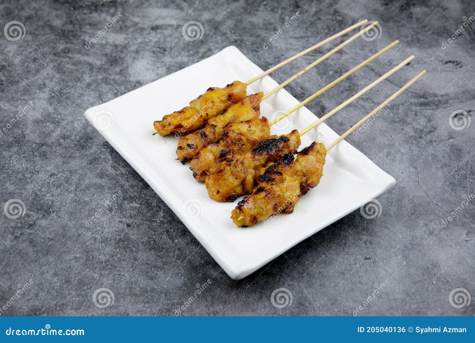 Beef and Mutton Satay on a White Plate Stock Photo - Image of biawak ...