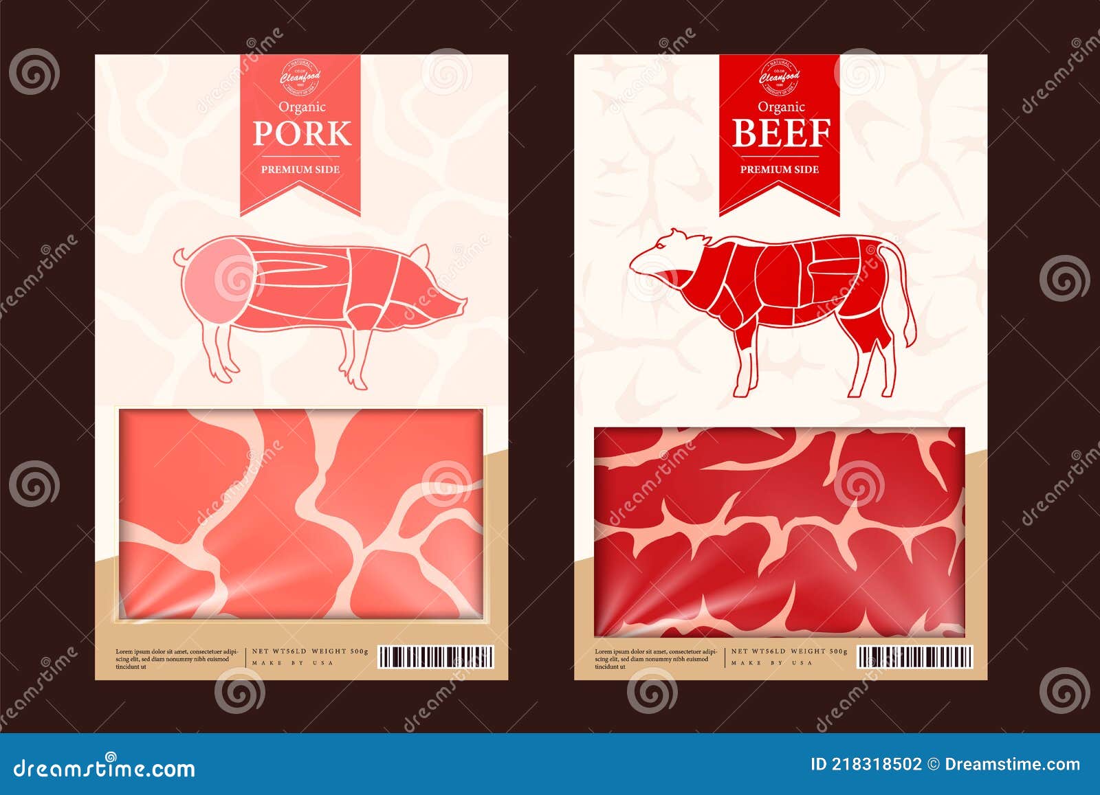 Beef Packaging or Label. Cow Icon. Meat Beefsteak Texture Stock Vector ...