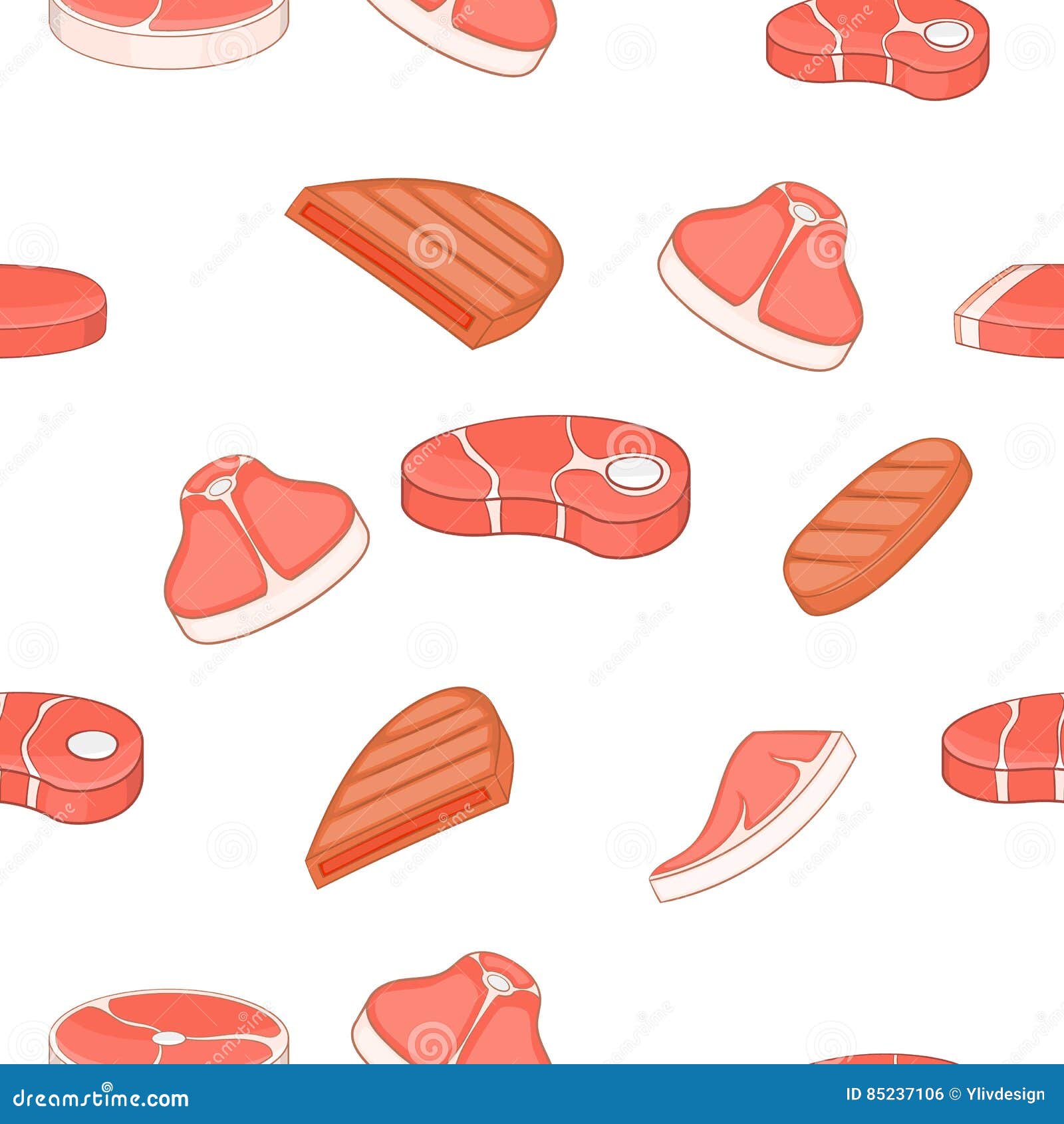 Beef Pattern, Cartoon Style Stock Vector - Illustration of animal ...