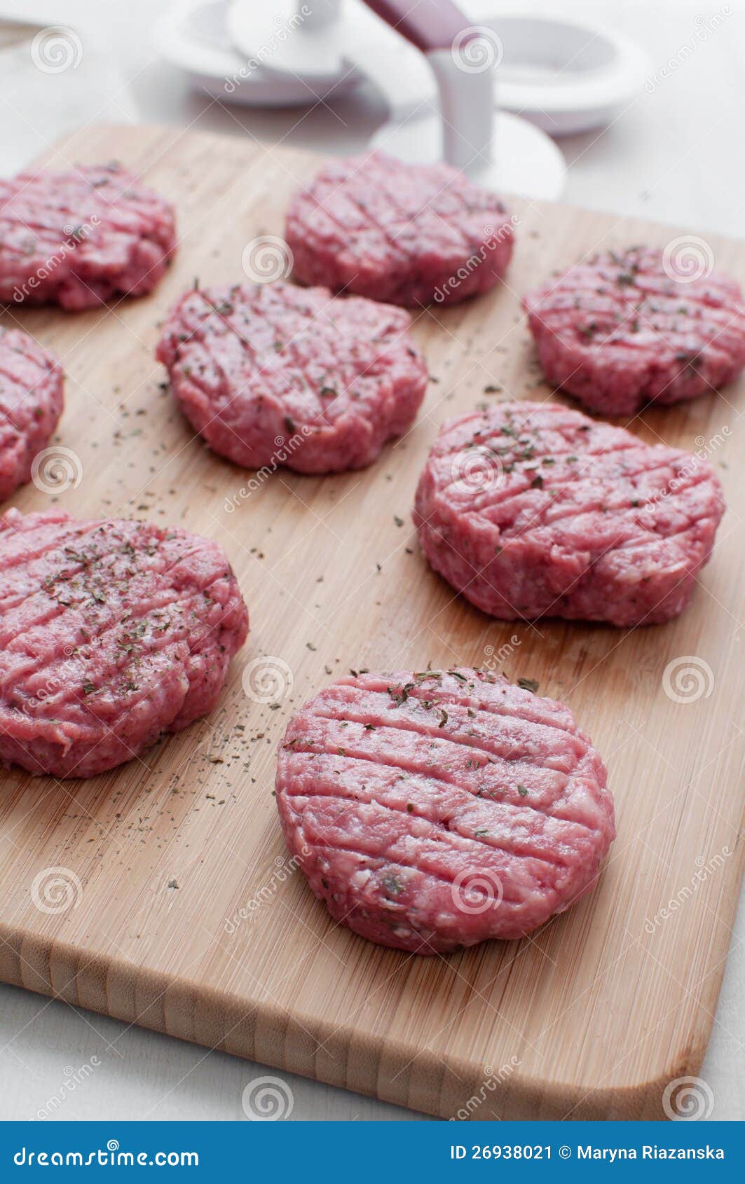 Beef Patties with Pounder Uncooked Stock Image - Image of fast, meat ...