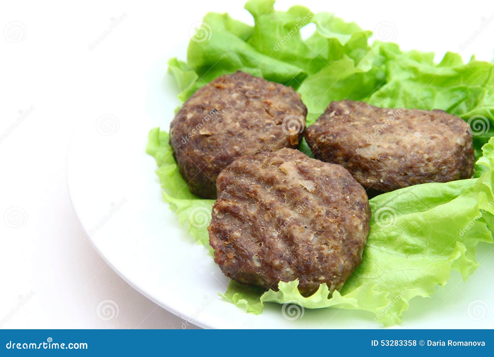 Beef Patty with Lettuce on White Background Stock Photo - Image of meat ...