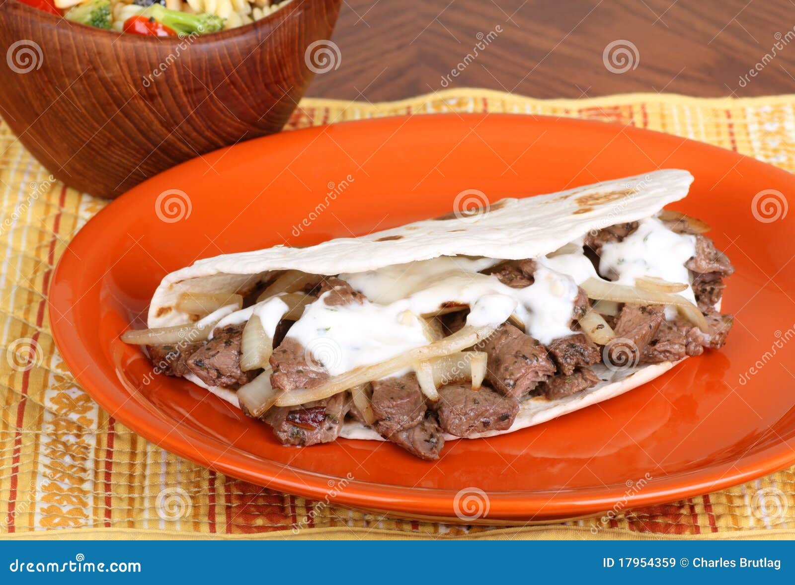 Beef Pita with Sauce stock image. Image of bread, sauce - 17954359