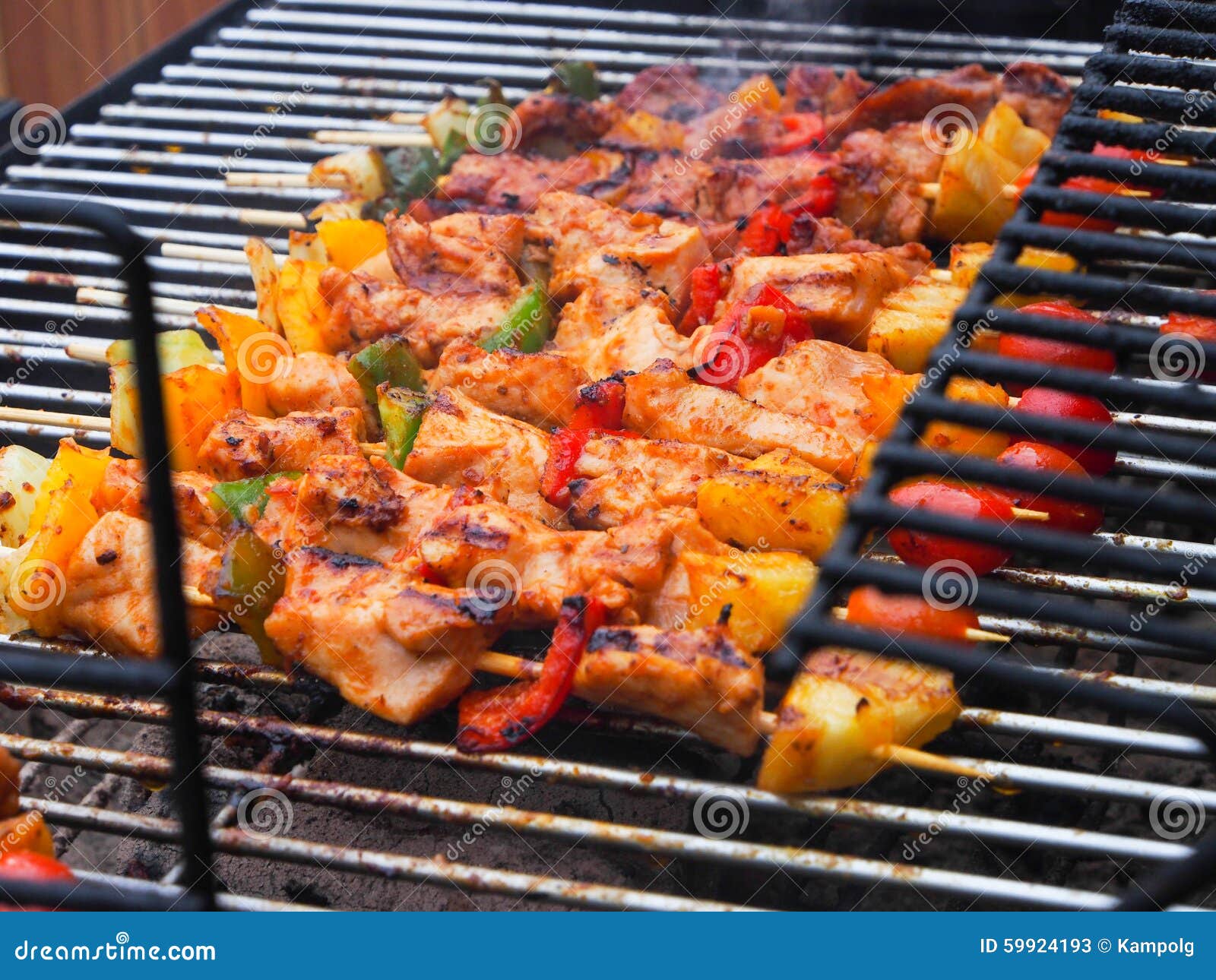 Beef Prok and Chicken BBQ on the Grill Stock Image - Image of style ...